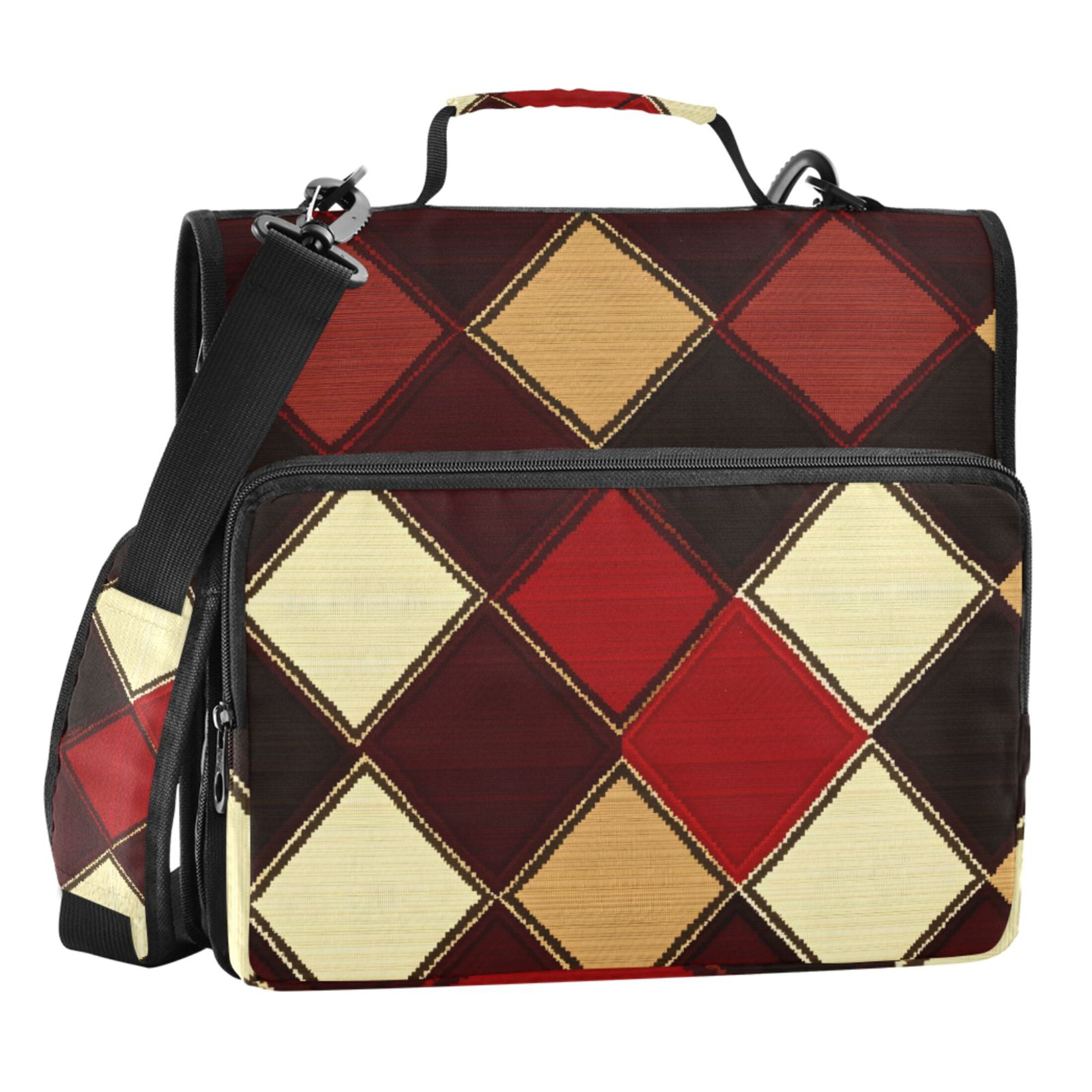ALAZA Zipper Binder Brown Checkered Plaid Pattern 3 Ring Trapper Keeper ...