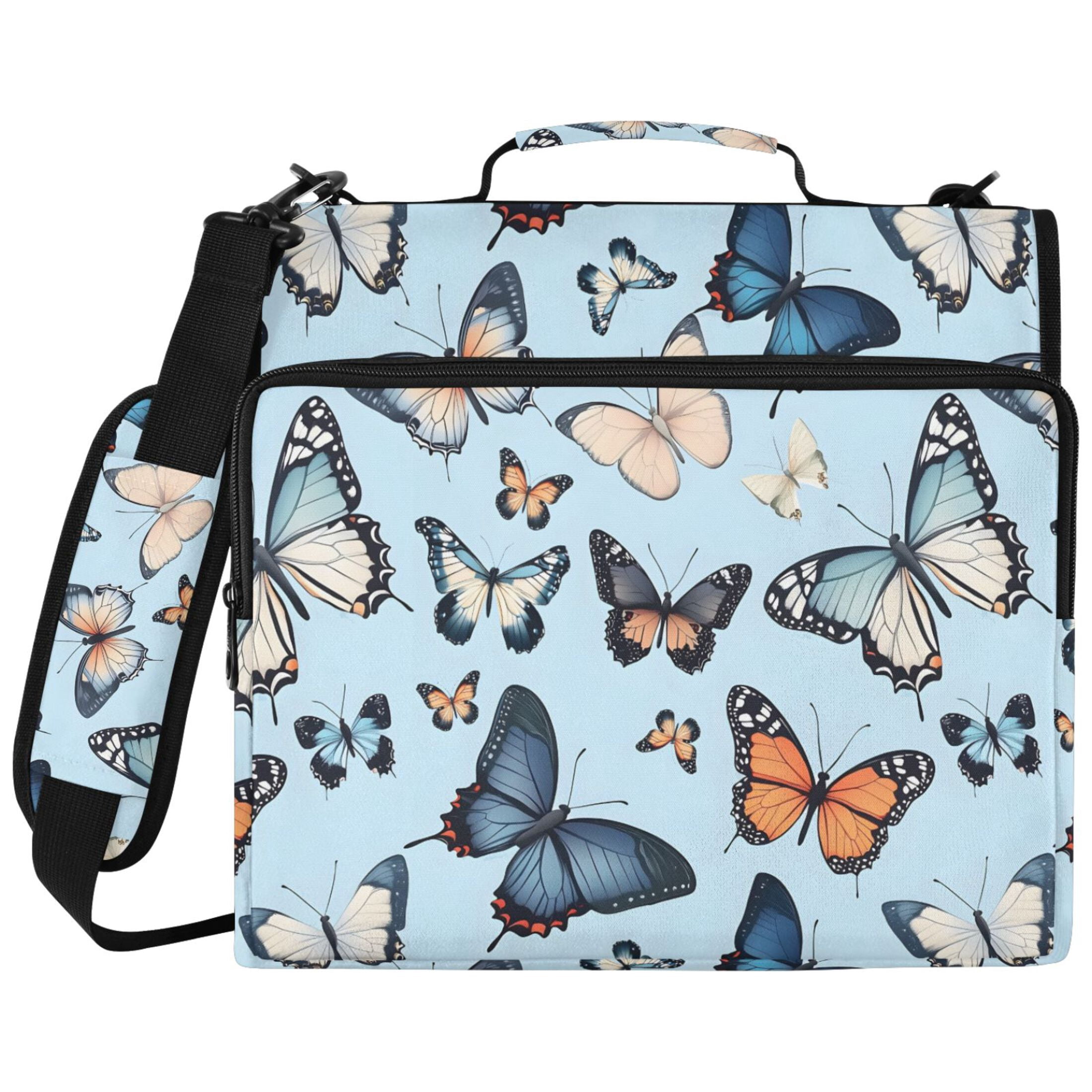 ALAZA Zipper Binder Butterfly Blue Pattern 2 inch 3 Ring 500 Sheet ...