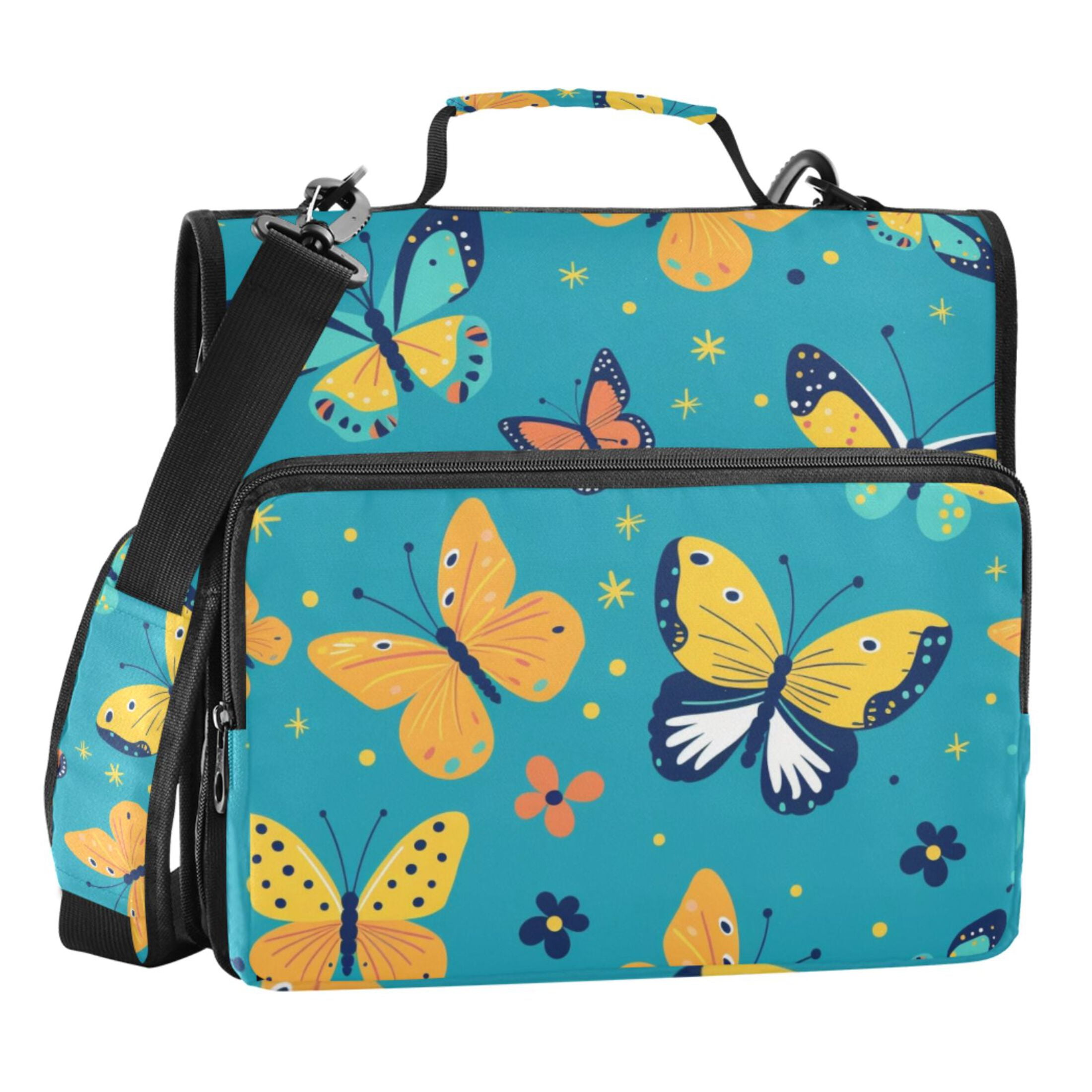 ALAZA Zipper Binder Butterfly and Floral 3 Ring Trapper Keeper File ...