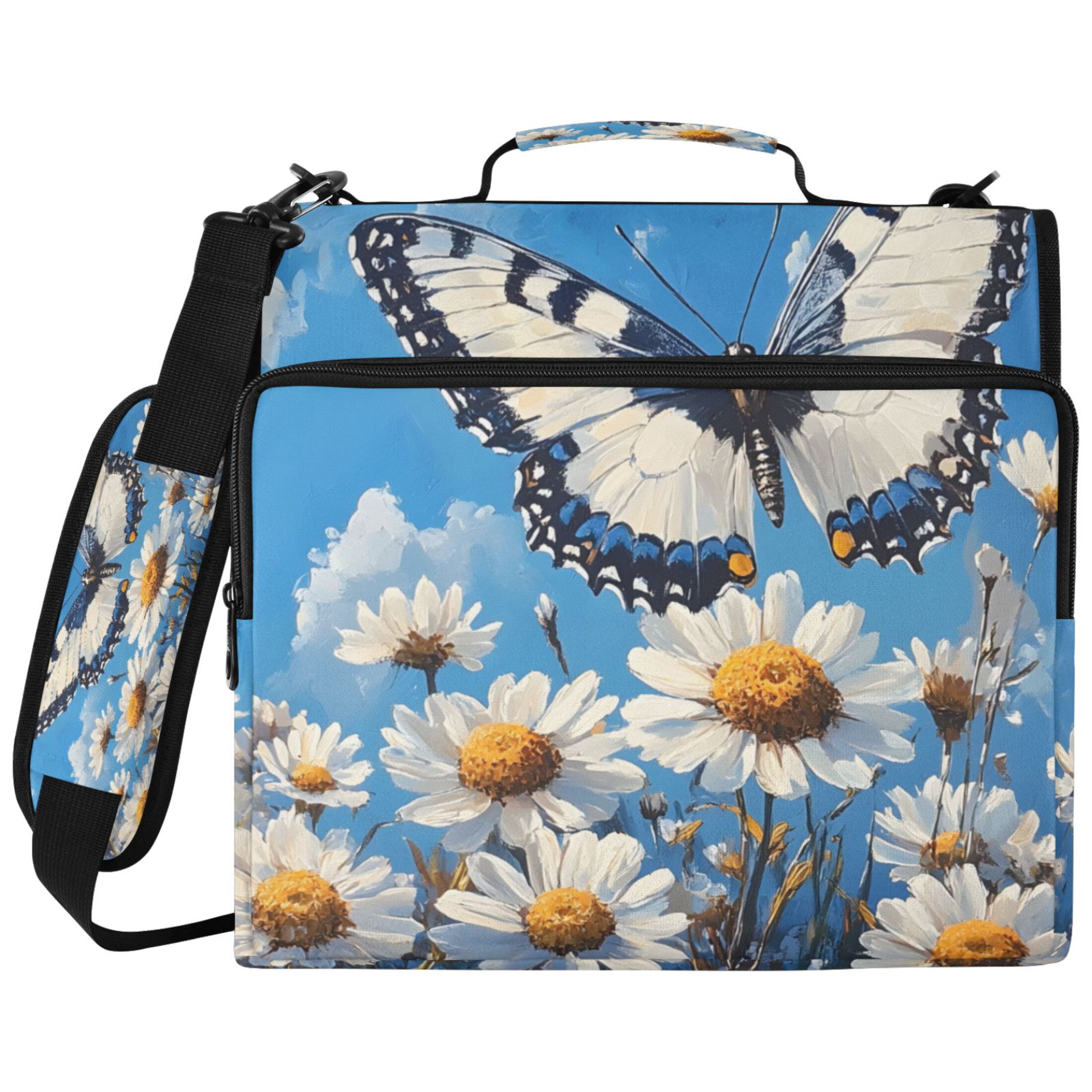 ALAZA Zipper Binder Butterfly on Daisy Flower Pattern 2 inch 3 Ring 500 ...