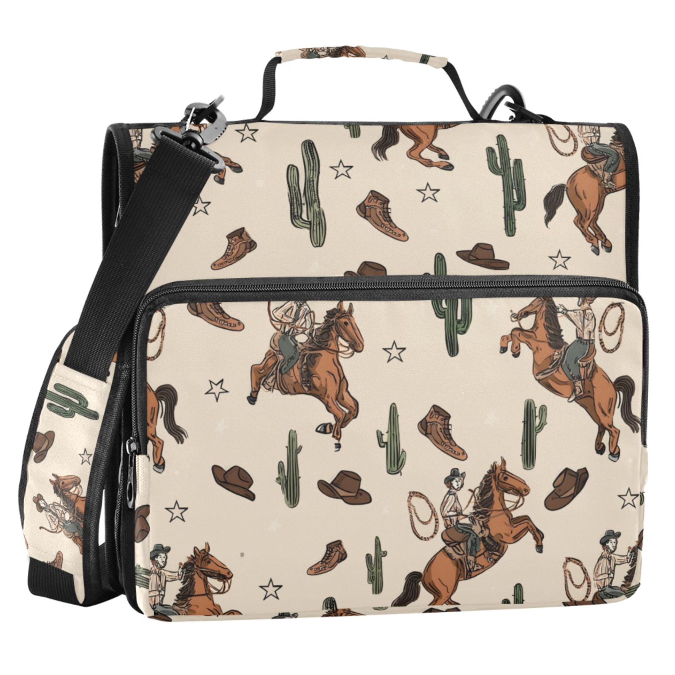 ALAZA Zipper Binder Cactus Cowboys 2 in 3 Ring Trapper Keeper 500 Sheet ...