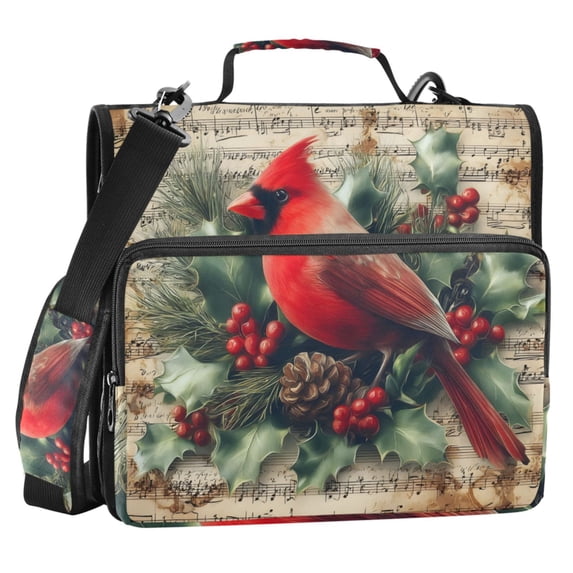 ALAZA Zipper Binder Cardinal Retro Holly Musical 2 in 3 Ring Trapper ...