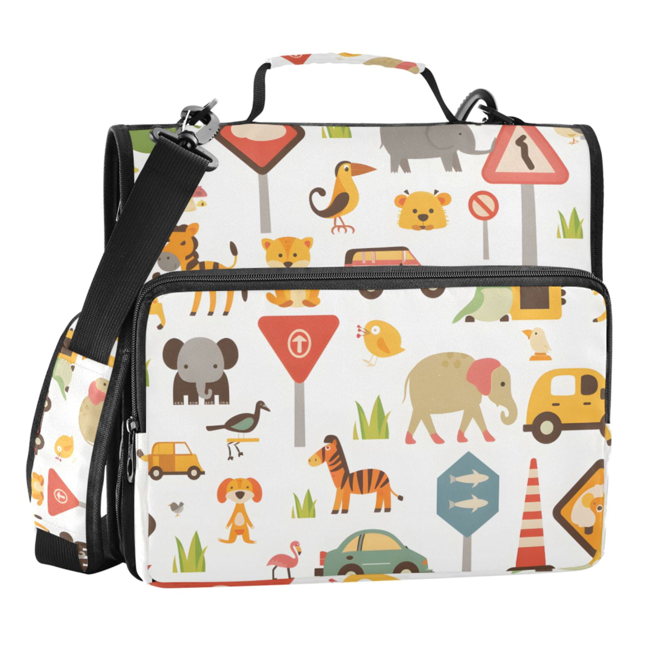 ALAZA Zipper Binder Cartoon Animals Car 3 Ring Trapper Keeper File ...
