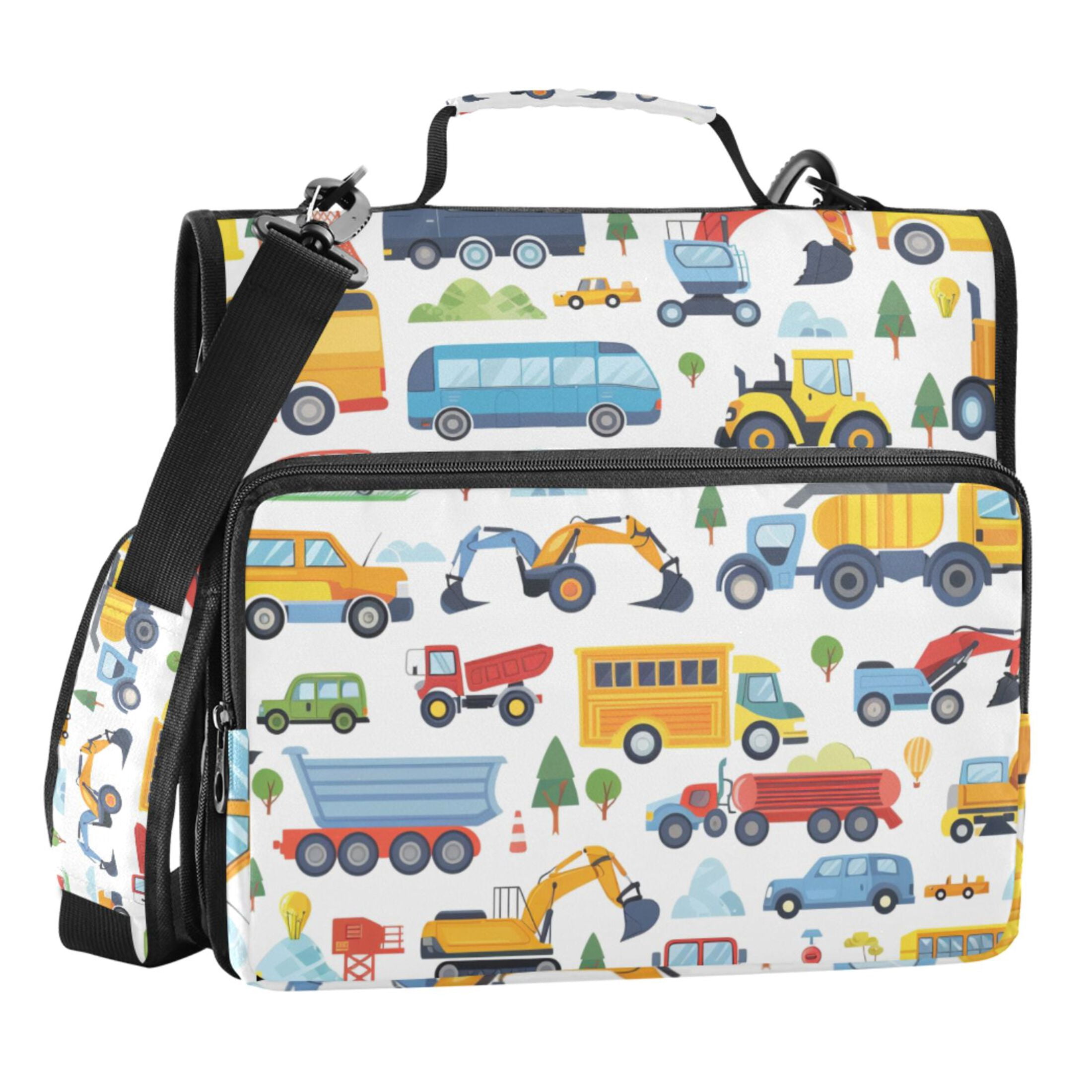 ALAZA Zipper Binder Cartoon Car Bus Truck Engineering Vehicle 3 Ring ...