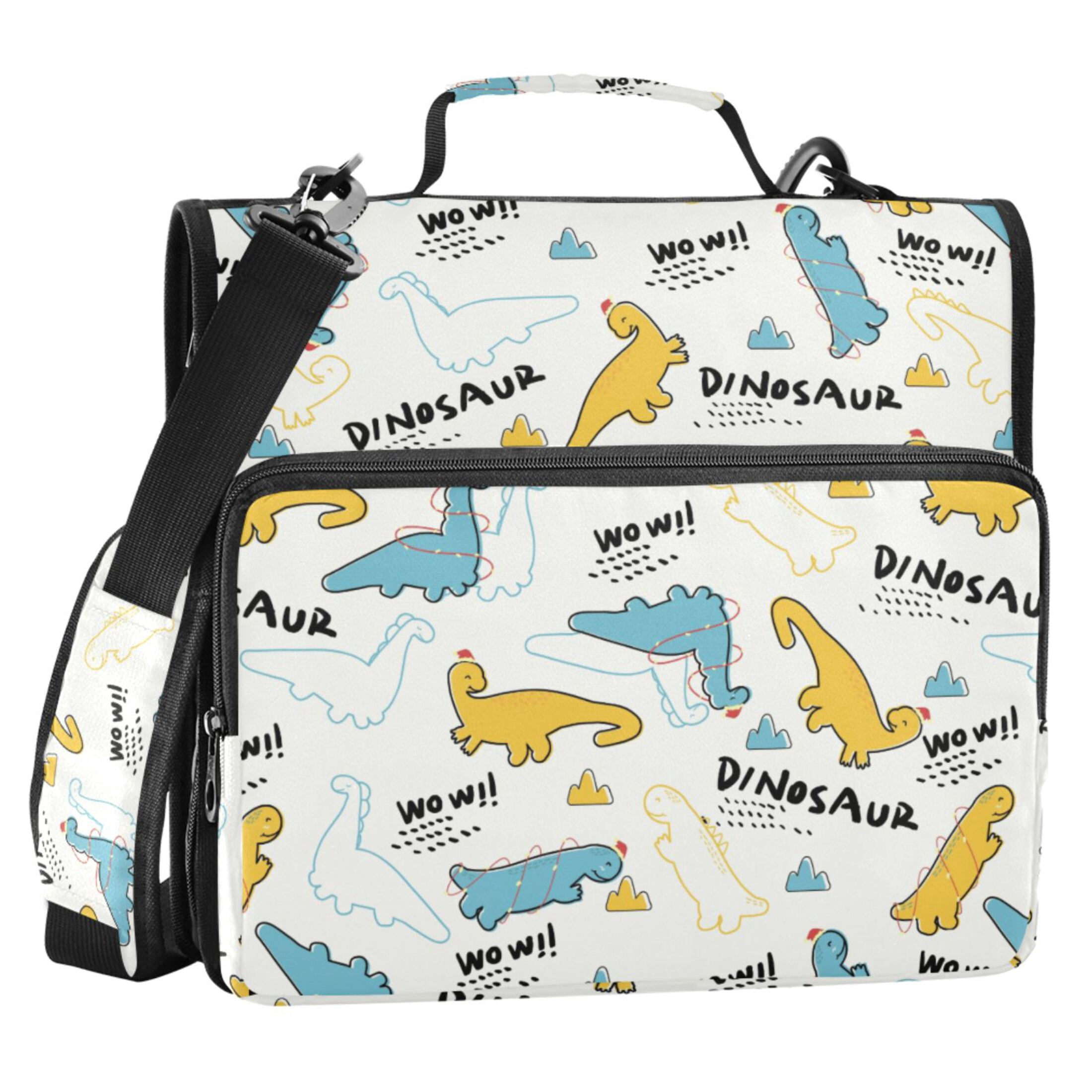 ALAZA Zipper Binder Cartoon Dinosaurs White 2 in 3 Ring Trapper Keeper ...
