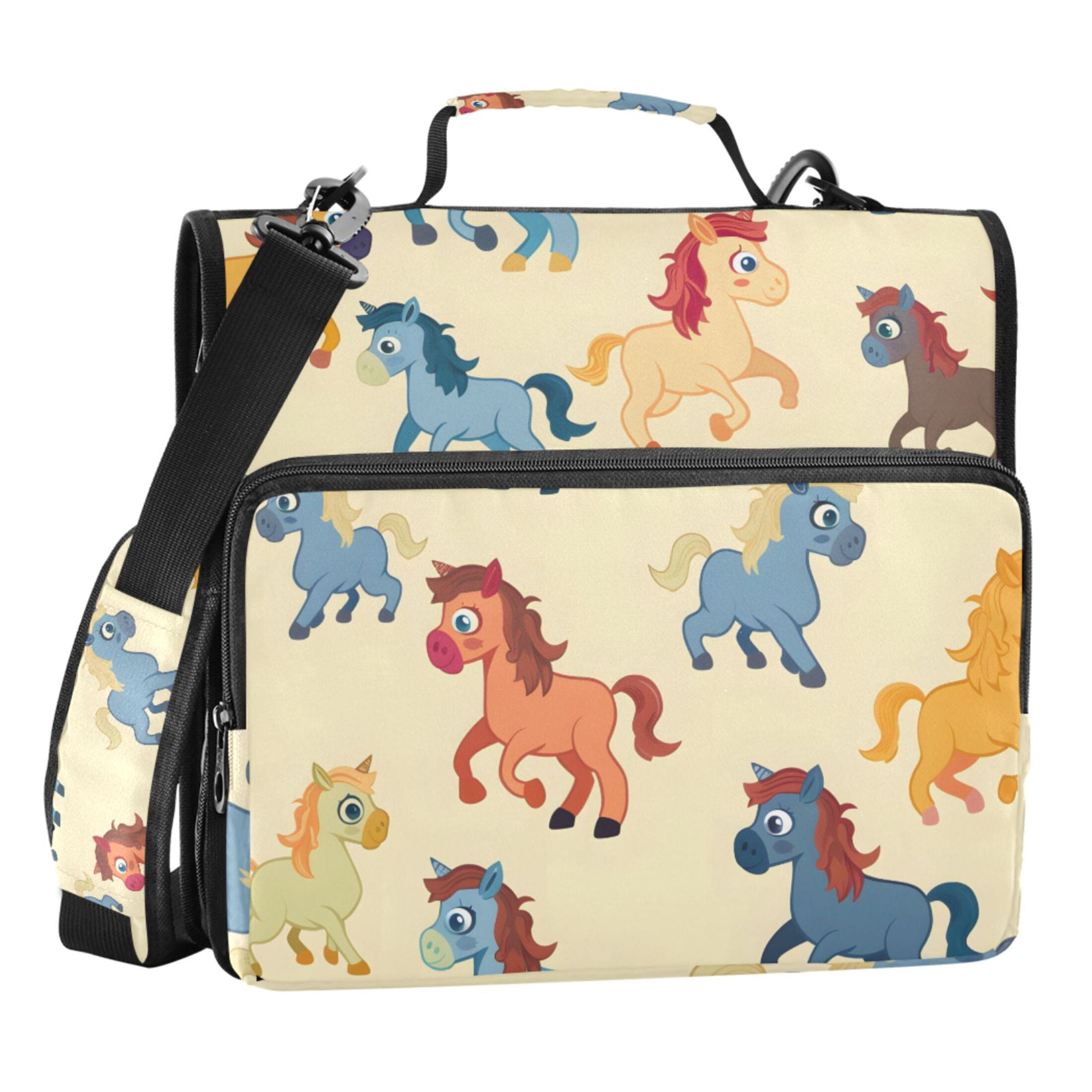 ALAZA Zipper Binder Cartoon Horse 3 Ring Trapper Keeper File Folder ...