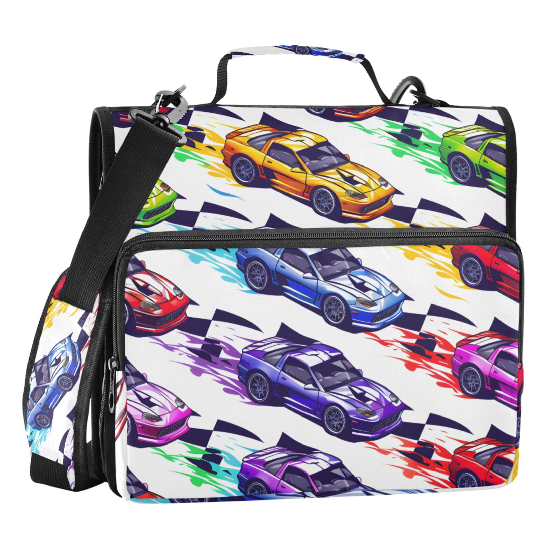 ALAZA Zipper Binder Cartoon Race Cars 3 Ring Trapper Keeper File Folder ...