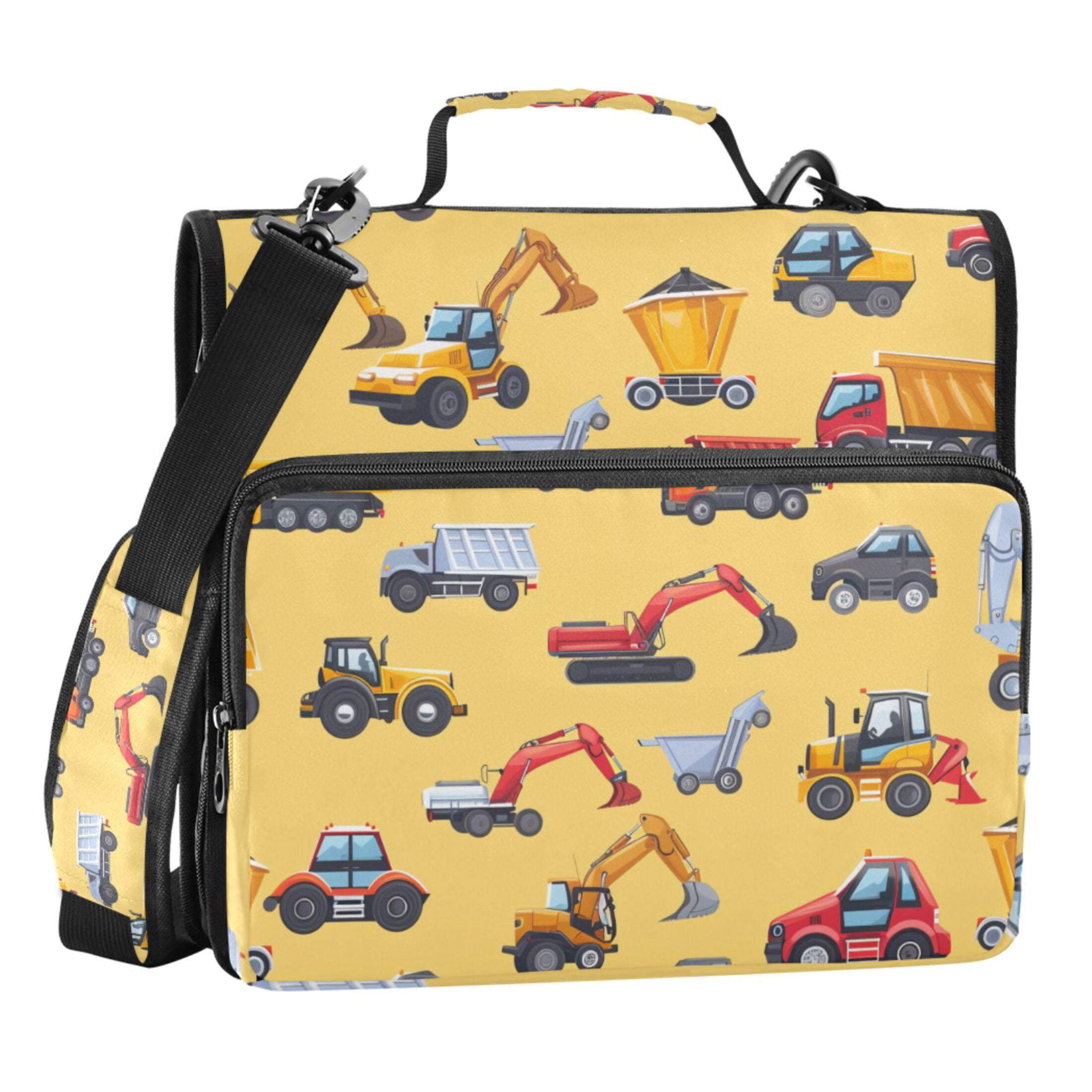 ALAZA Zipper Binder Cartoon Truck Cute Excavator Vehicle 3 Ring Trapper Keeper File Folder ...