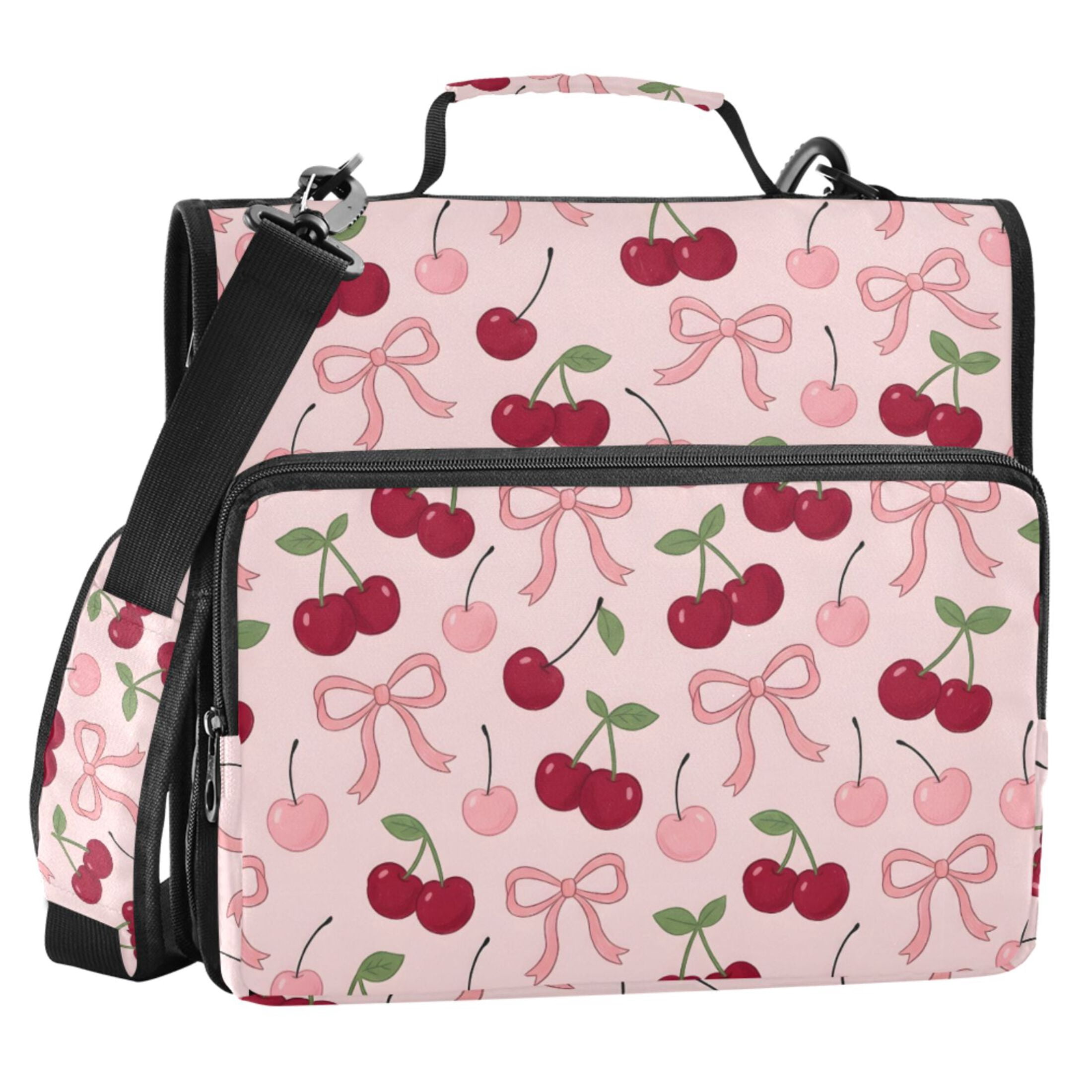 ALAZA Zipper Binder Cherry and Bows 2 in 3 Ring Trapper Keeper 500 ...