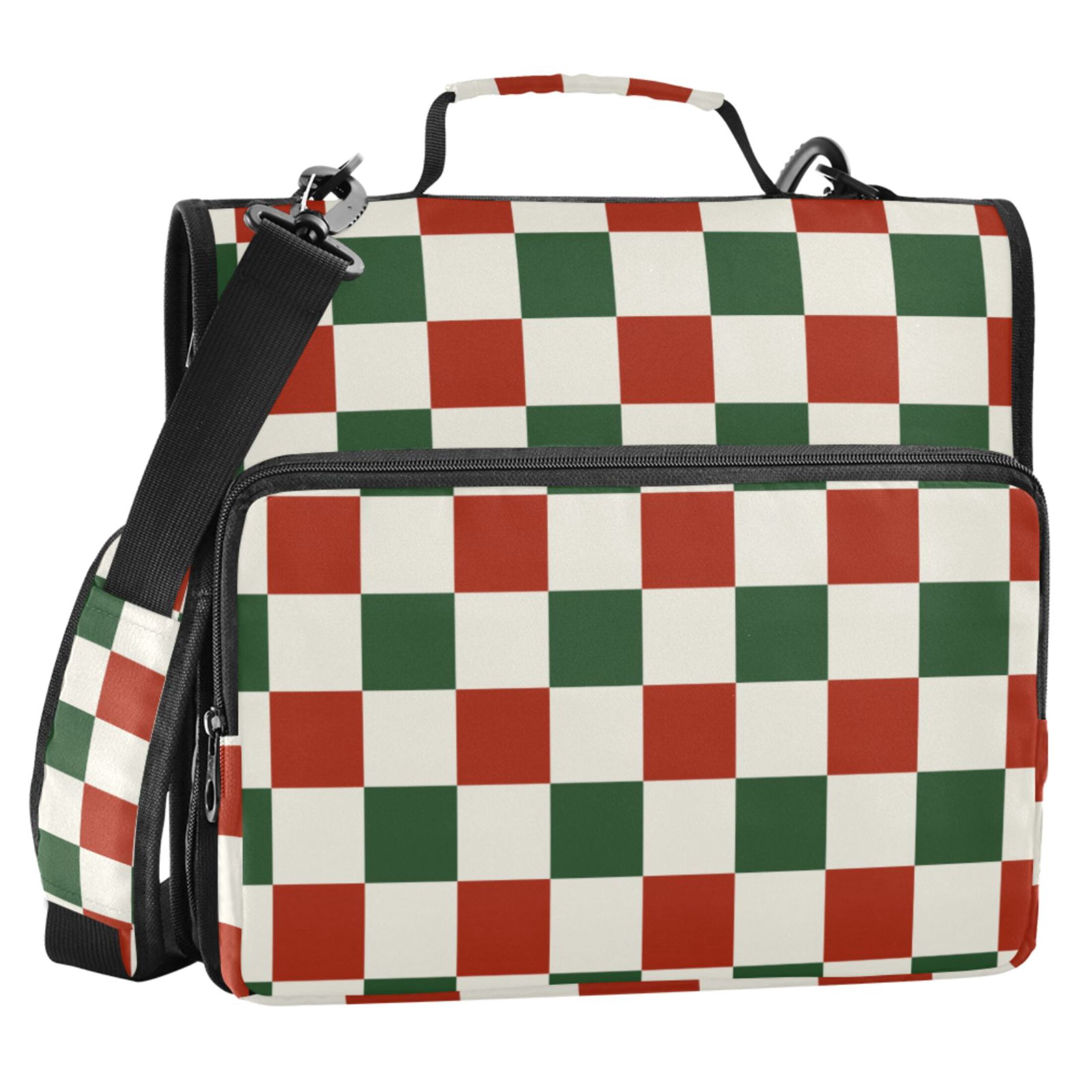 ALAZA Zipper Binder Christmas Checkered Grid 2 in 3 Ring Trapper Keeper ...