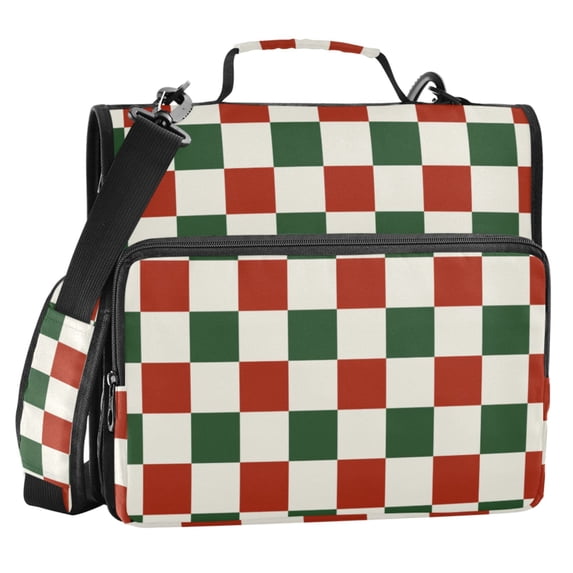 ALAZA Zipper Binder Christmas Checkered Grid 2 in 3 Ring Trapper Keeper ...