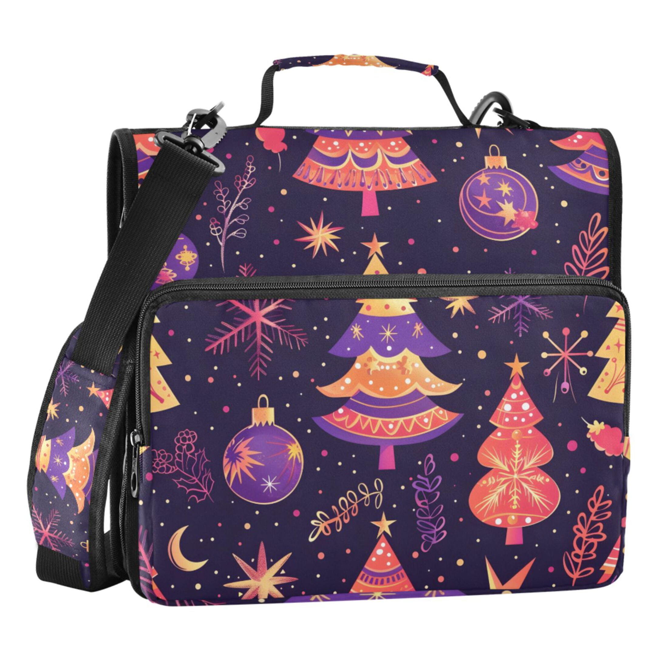 ALAZA Zipper Binder Christmas Tree Snowflakes 3 Ring Trapper Keeper ...