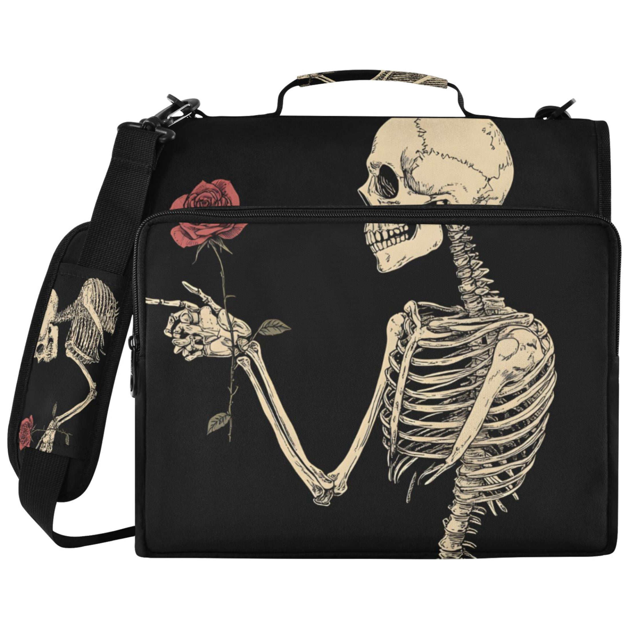 ALAZA Zipper Binder Cool Skeleton Rose Flower Pattern 2 inch 3 Ring 500 ...