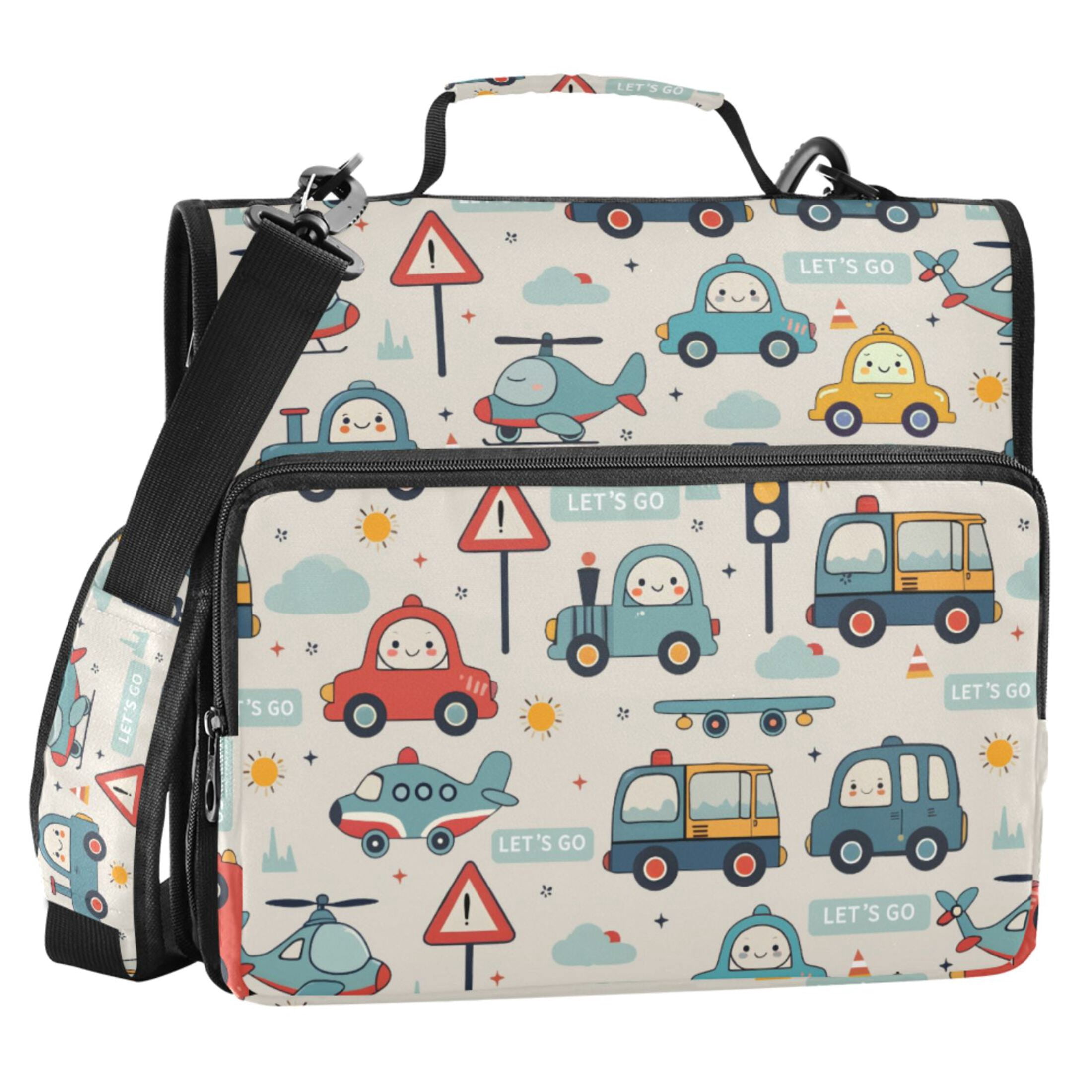 ALAZA Zipper Binder Cute Cars Trucks 2 in 3 Ring Trapper Keeper 500 ...