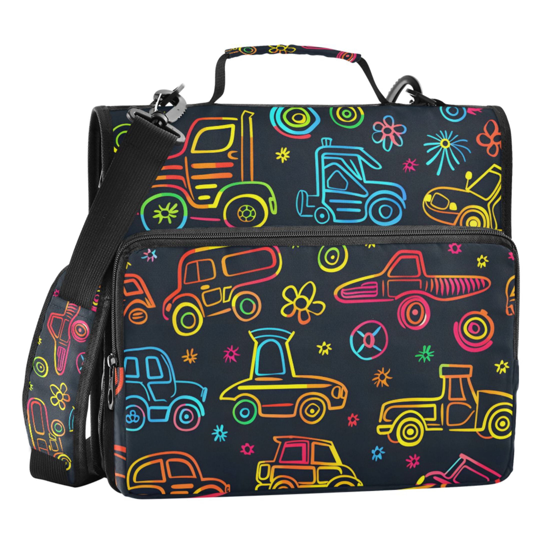 ALAZA Zipper Binder Cute Cartoon Car 3 Ring Trapper Keeper File Folder ...