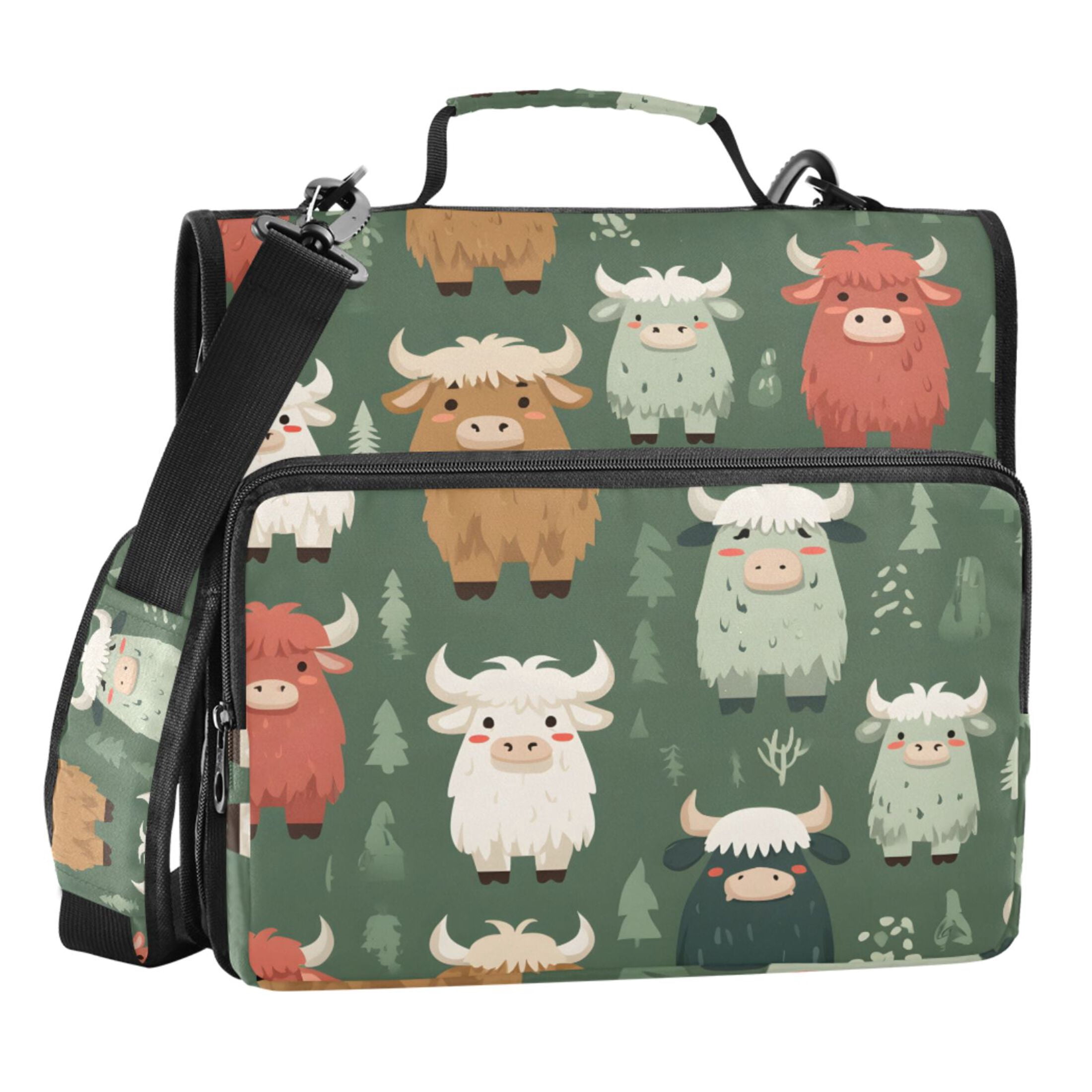 ALAZA Zipper Binder Cute Cartoon Cows 3 Ring Trapper Keeper File Folder ...