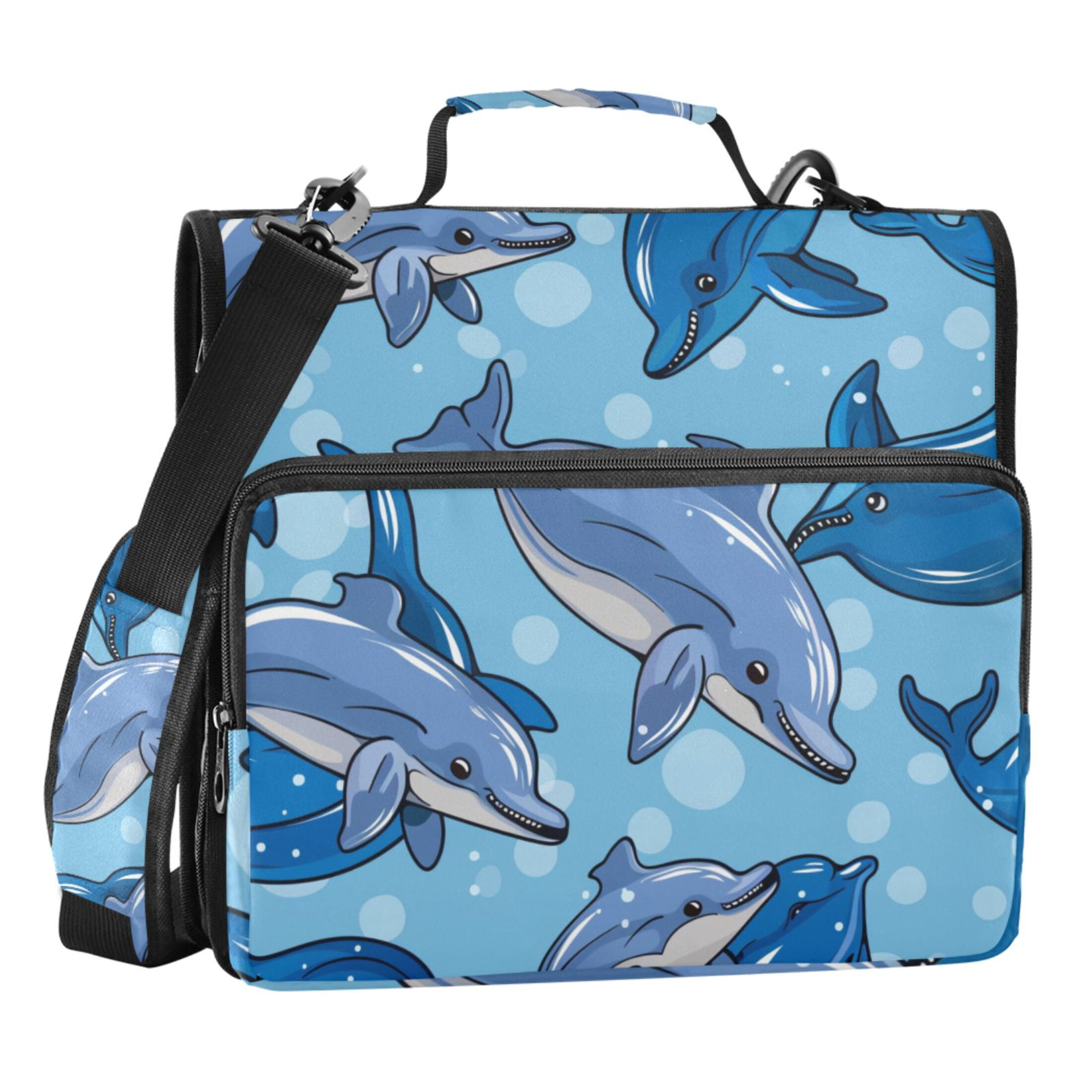 ALAZA Zipper Binder Cute Cartoon Dolphin 3 Ring Trapper Keeper File ...