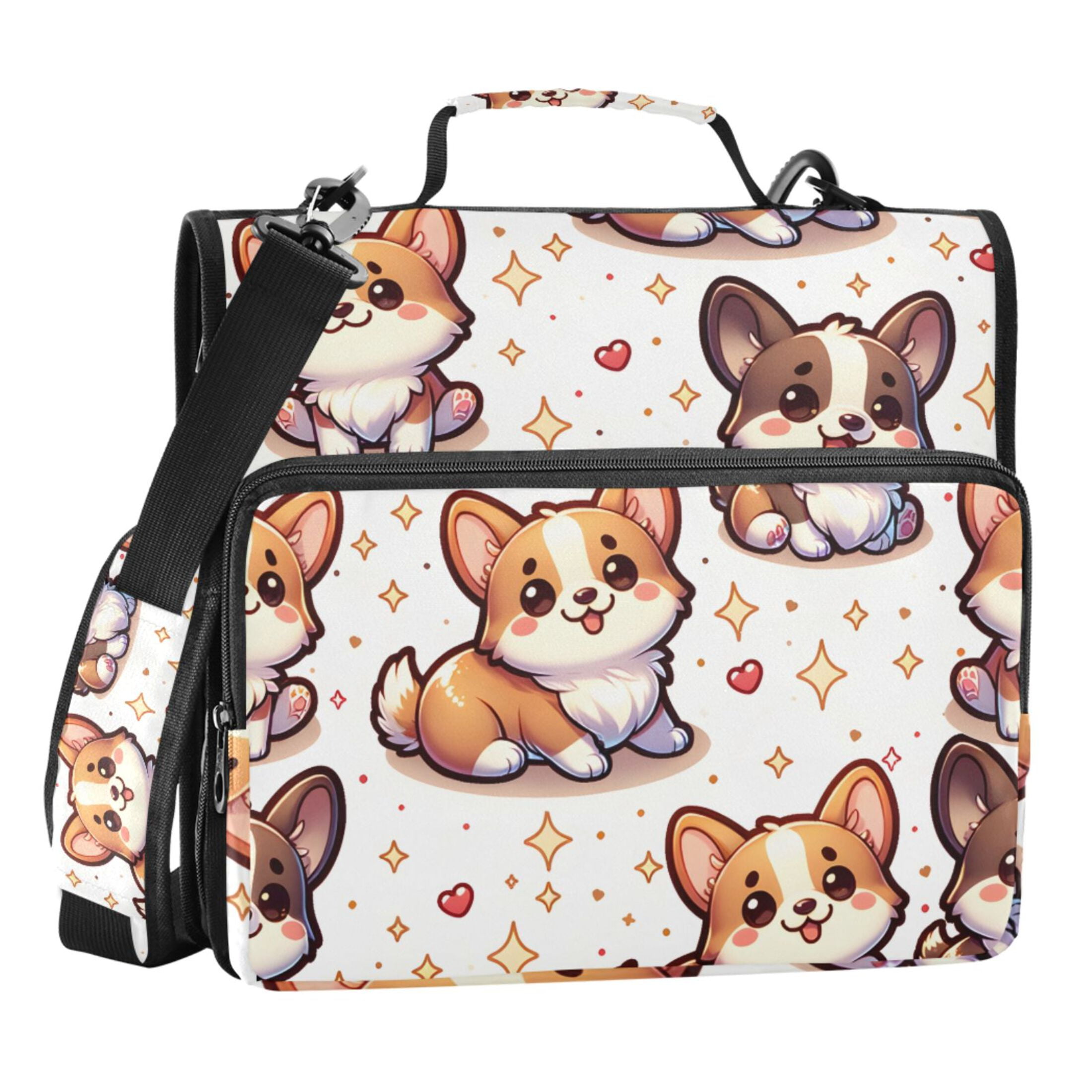 ALAZA Zipper Binder Cute Corgi Dogs Stars 3 Ring Trapper Keeper File ...