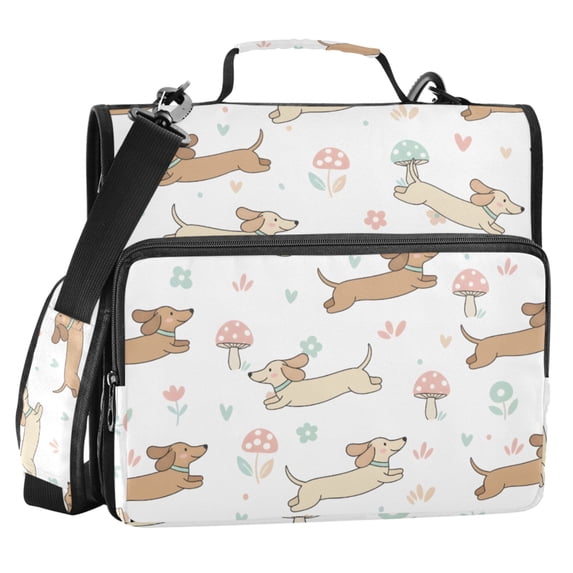 ALAZA Zipper Binder Cute Dachshund Dog Mushrooms 2 in 3 Ring Trapper ...