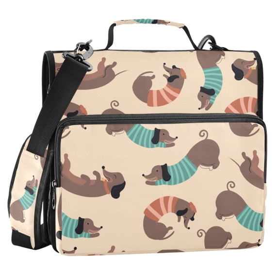 ALAZA Zipper Binder Cute Dachshund Pattern 2 in 3 Ring Trapper Keeper ...
