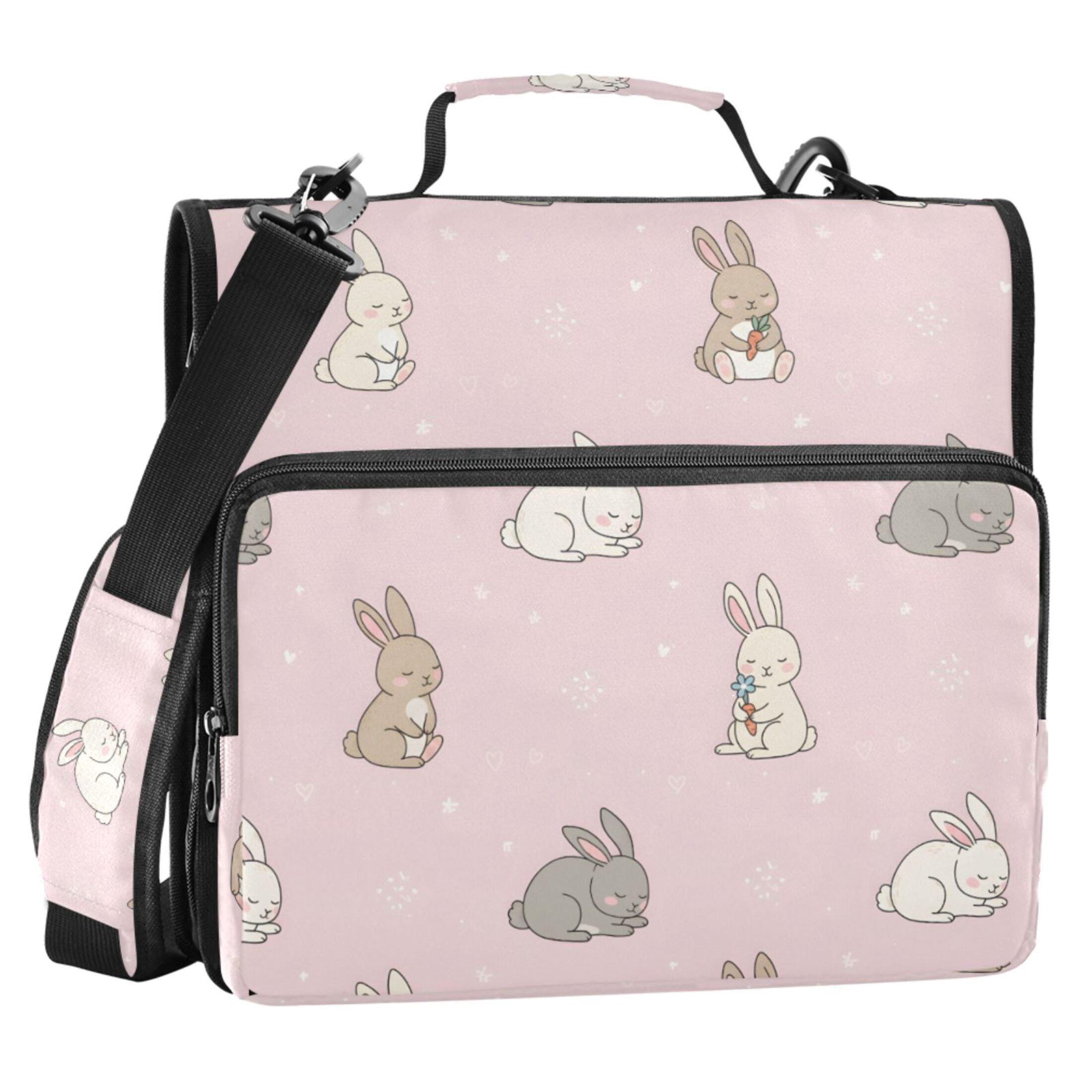 ALAZA Zipper Binder Cute Rabbits 2 in 3 Ring Trapper Keeper 500 Sheet ...