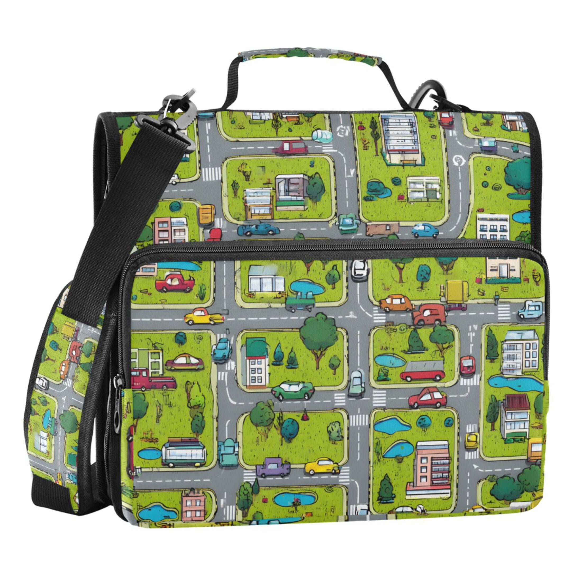 ALAZA Zipper Binder Cute Road Cars 3 Ring Trapper Keeper File Folder ...