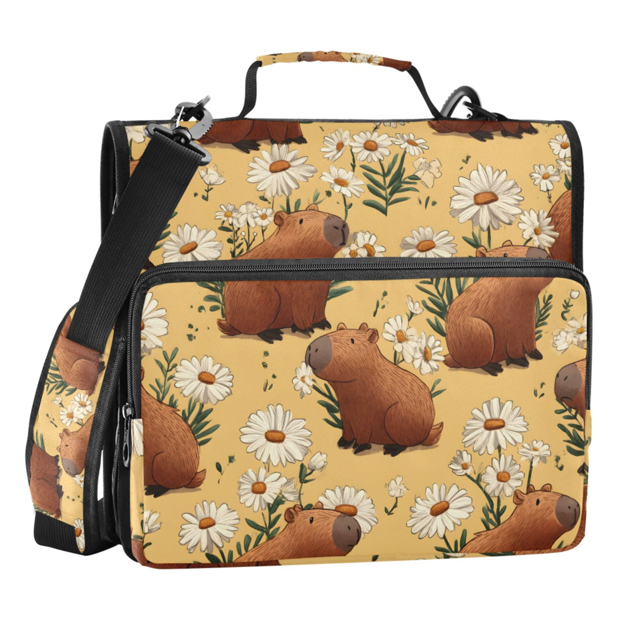 ALAZA Zipper Binder Daisy Brown Capybara 3 Ring Trapper Keeper File ...