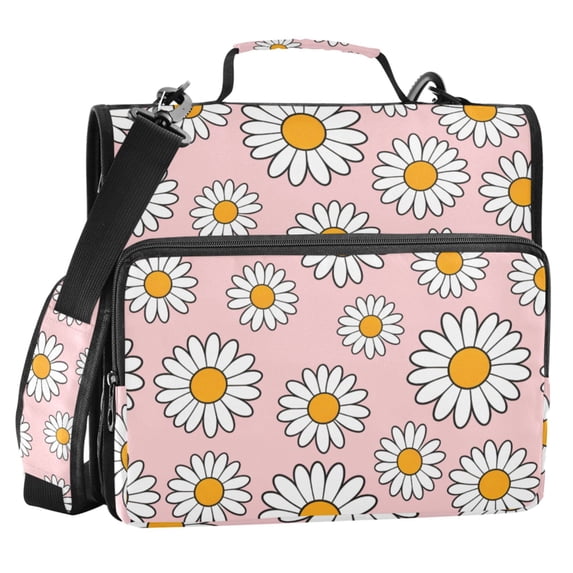 ALAZA Zipper Binder Daisy Floral Pink 2 in 3 Ring Trapper Keeper 500 ...