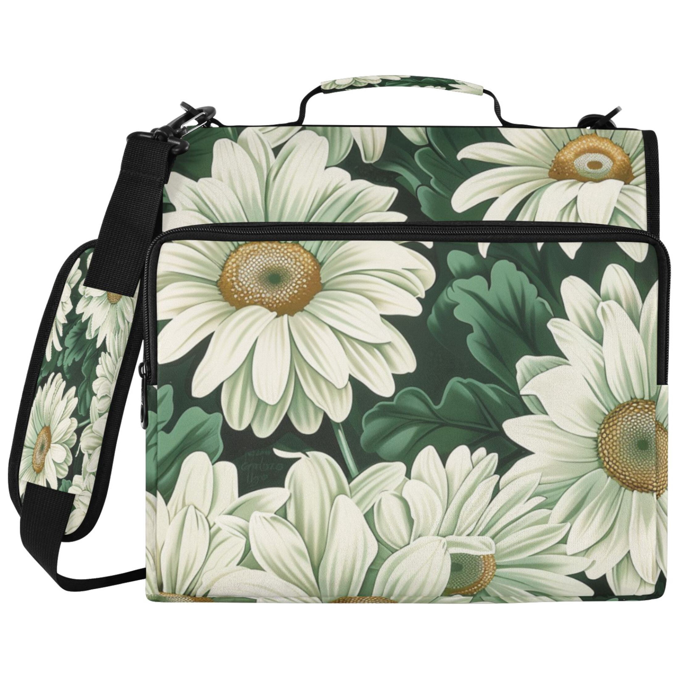 ALAZA Zipper Binder Daisy White Green Pattern 2 inch 3 Ring 500 Sheet ...