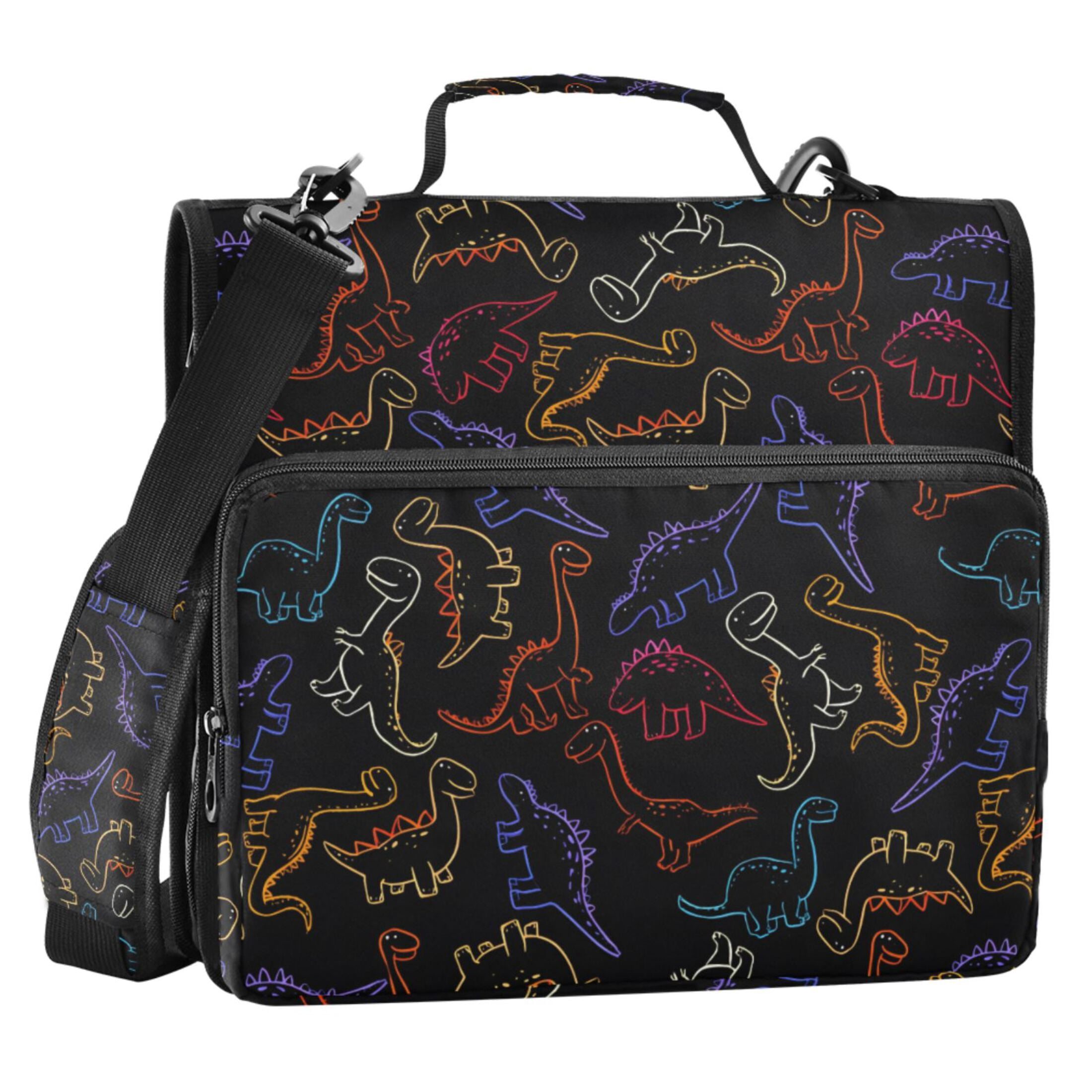 ALAZA Zipper Binder Dinosaurs Neon 2 in 3 Ring Trapper Keeper 500 Sheet ...