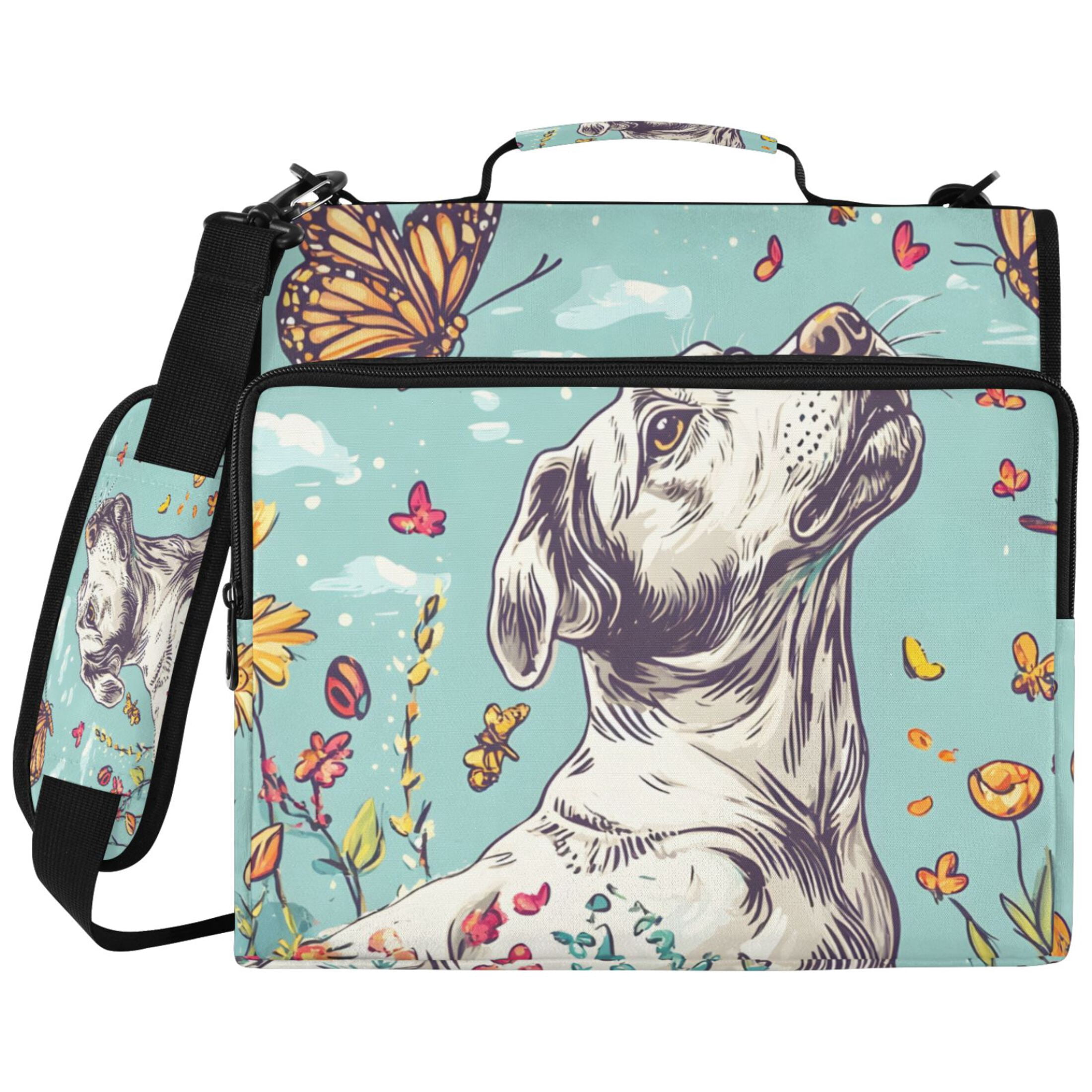 ALAZA Zipper Binder Dog Flower Butterfly Pattern 2 inch 3 Ring 500 ...