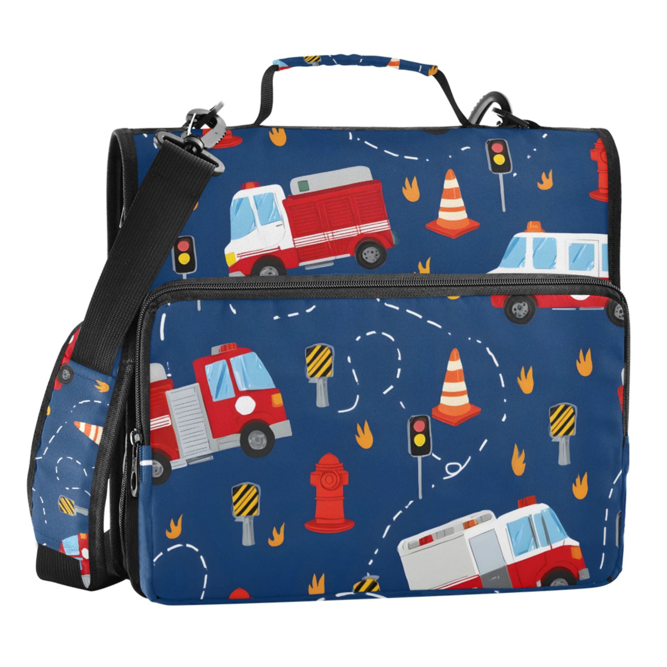 ALAZA Zipper Binder Fire Trucks Cartoon 3 Ring Trapper Keeper File ...