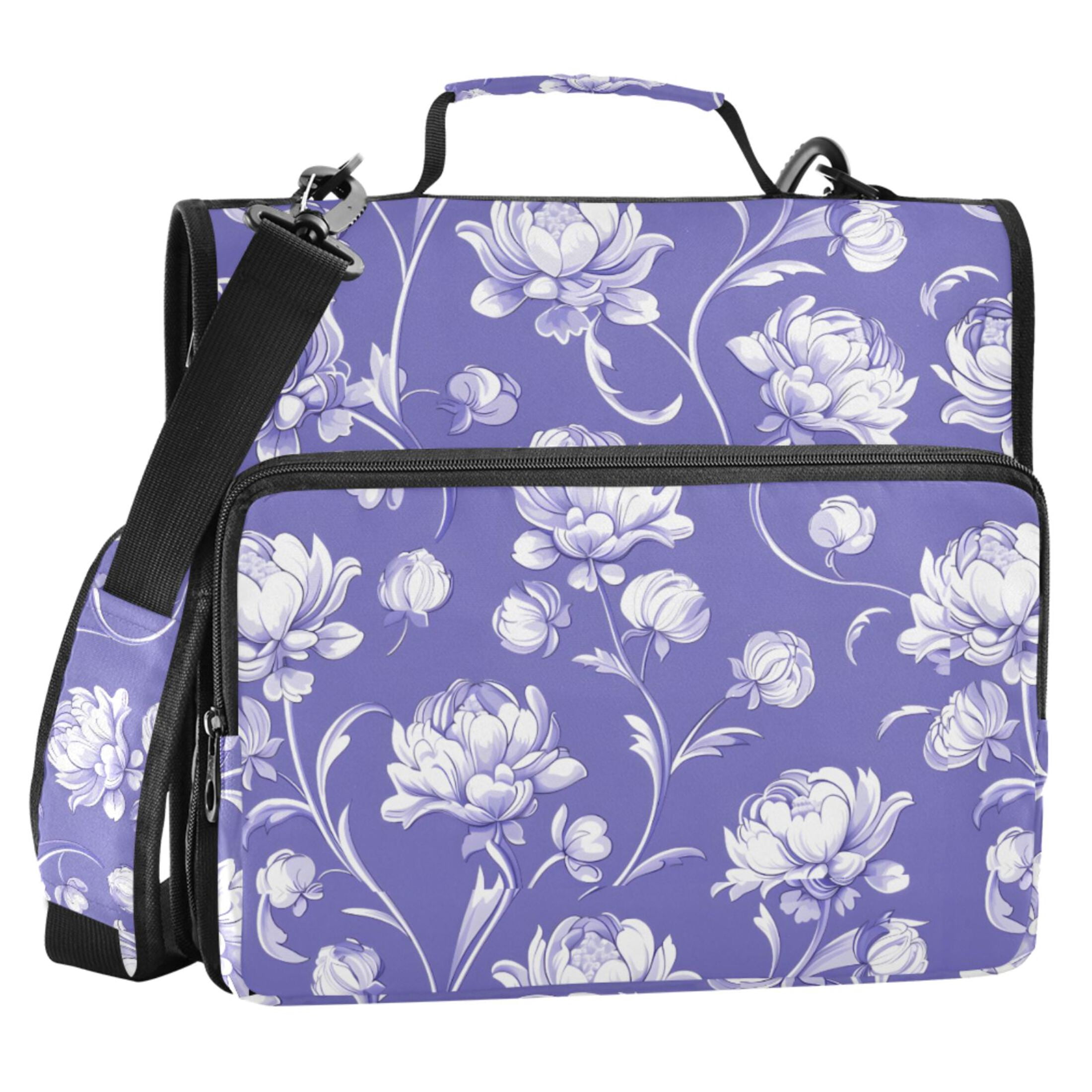 ALAZA Zipper Binder Flower Purple 2 in 3 Ring Trapper Keeper 500 Sheet ...