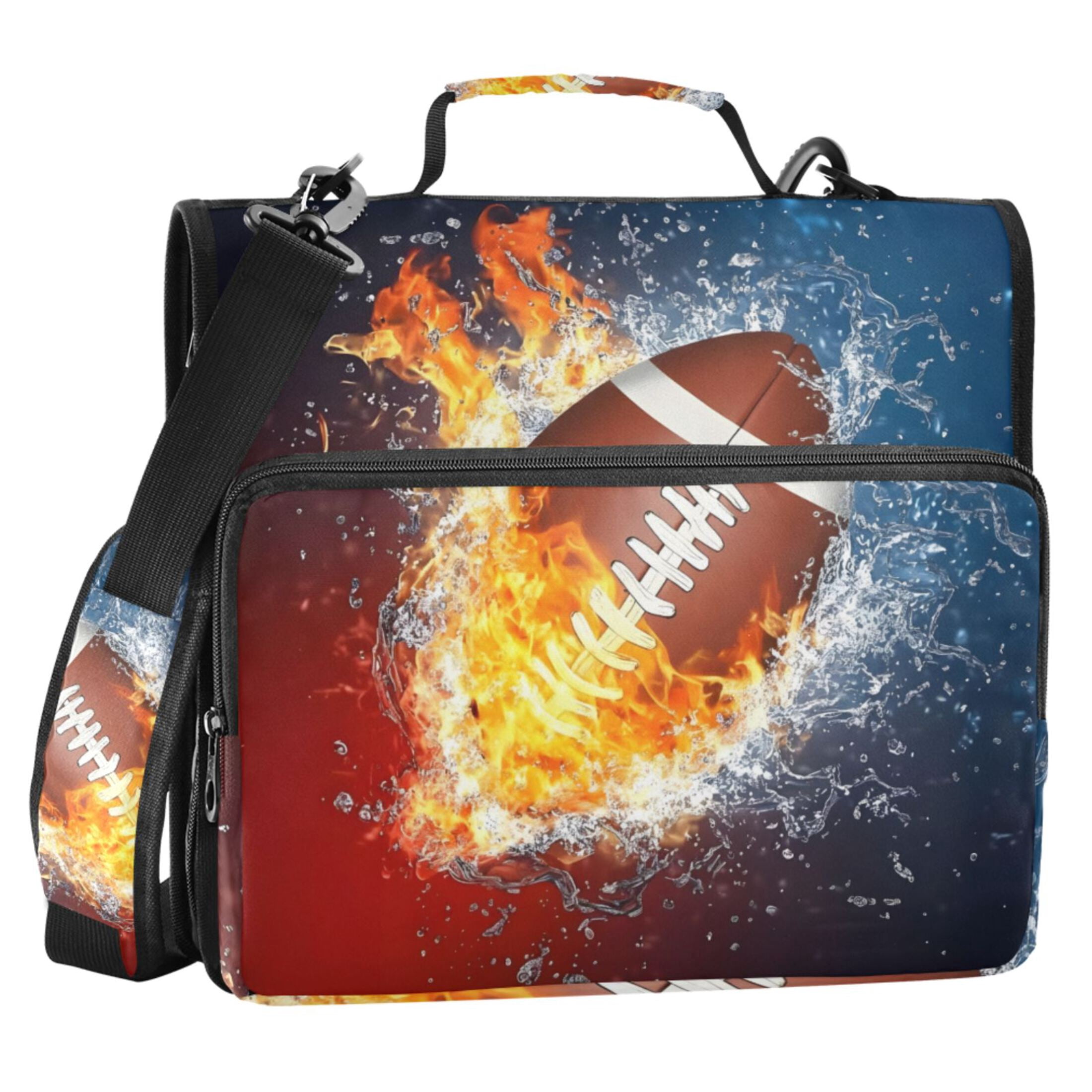 ALAZA Zipper Binder Football Fire Ice 2 in 3 Ring Trapper Keeper 500 ...