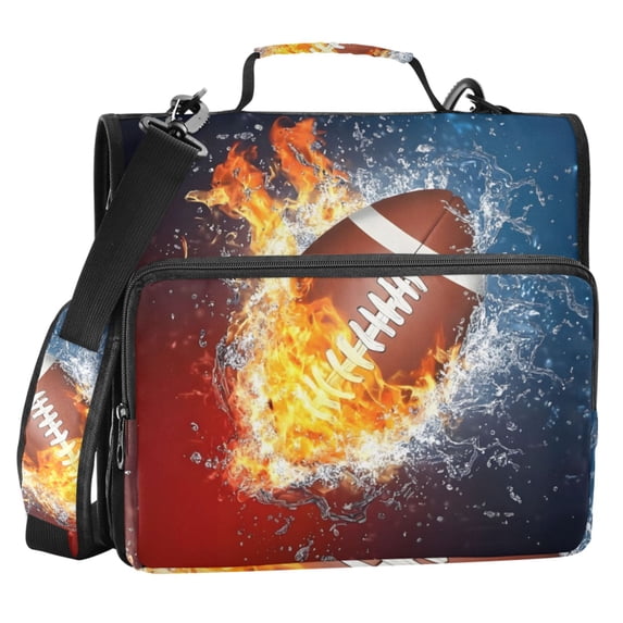 ALAZA Zipper Binder Football Fire Ice 2 in 3 Ring Trapper Keeper 500 ...