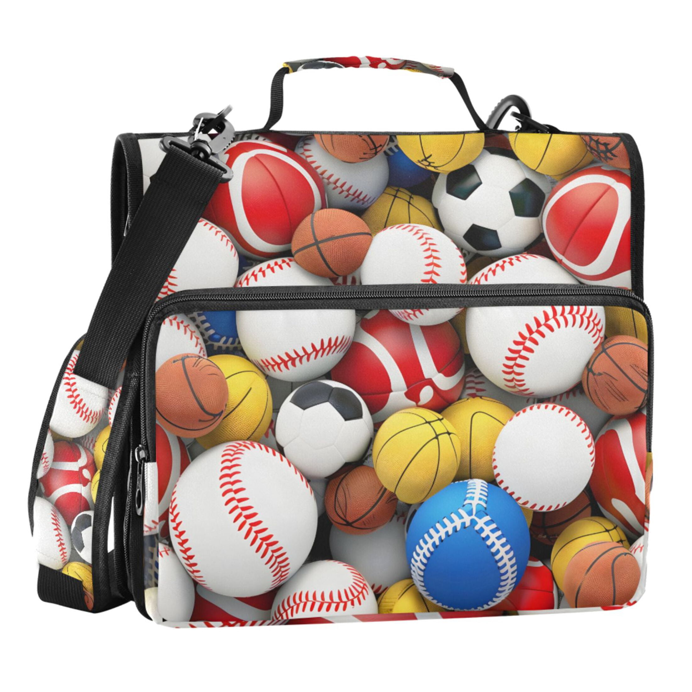 ALAZA Zipper Binder Footballs Baseballs 3 Ring Trapper Keeper File ...