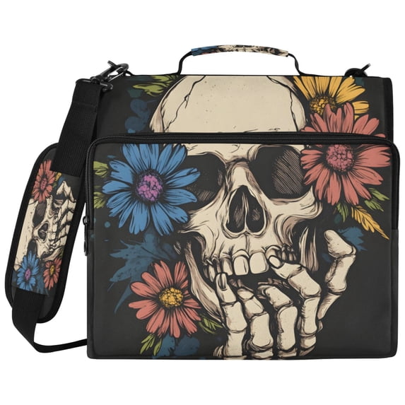ALAZA Zipper Binder Funny Skull with Hand Pattern 2 inch 3 Ring 500 ...
