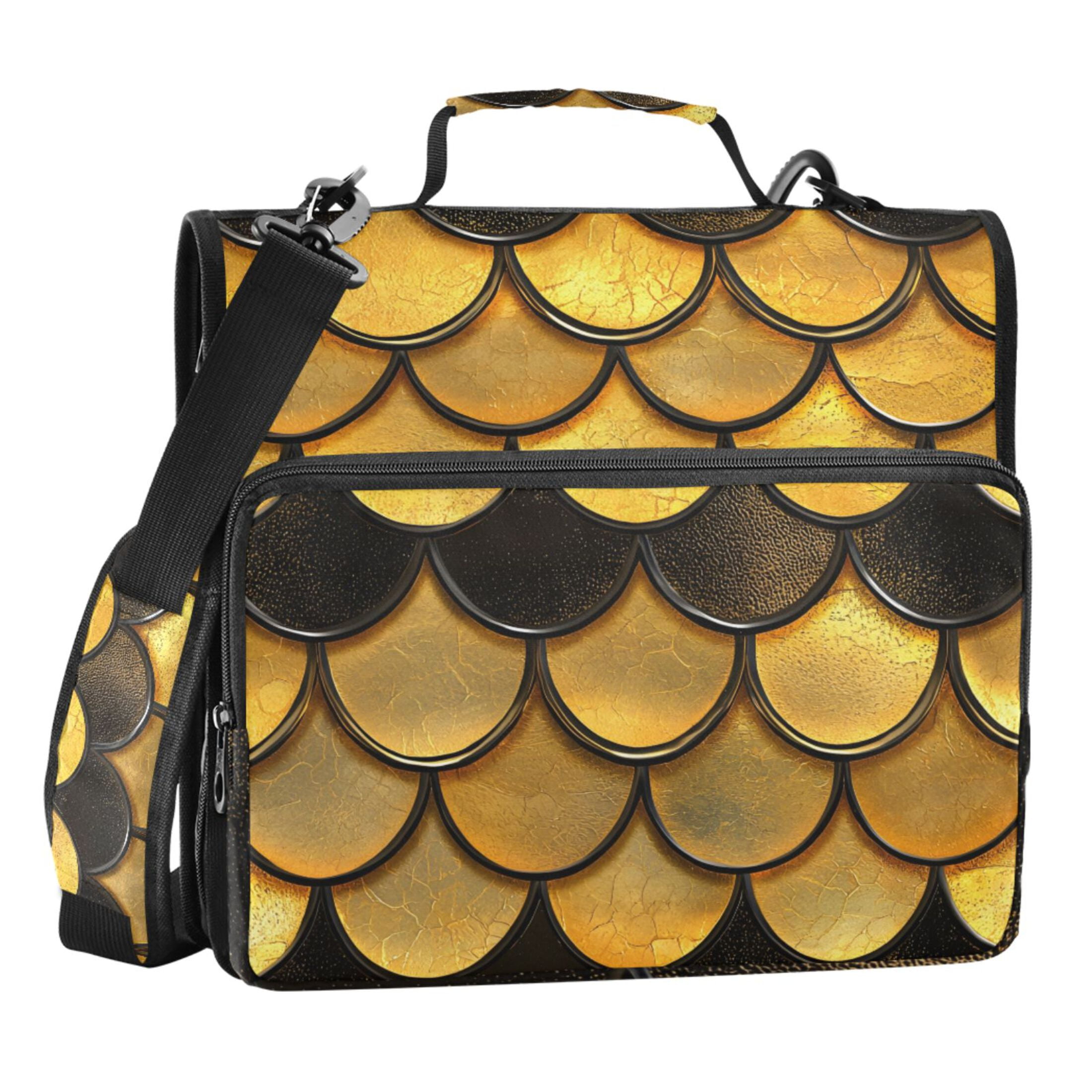 ALAZA Zipper Binder Golden Dragon Scales 3 Ring Trapper Keeper File ...
