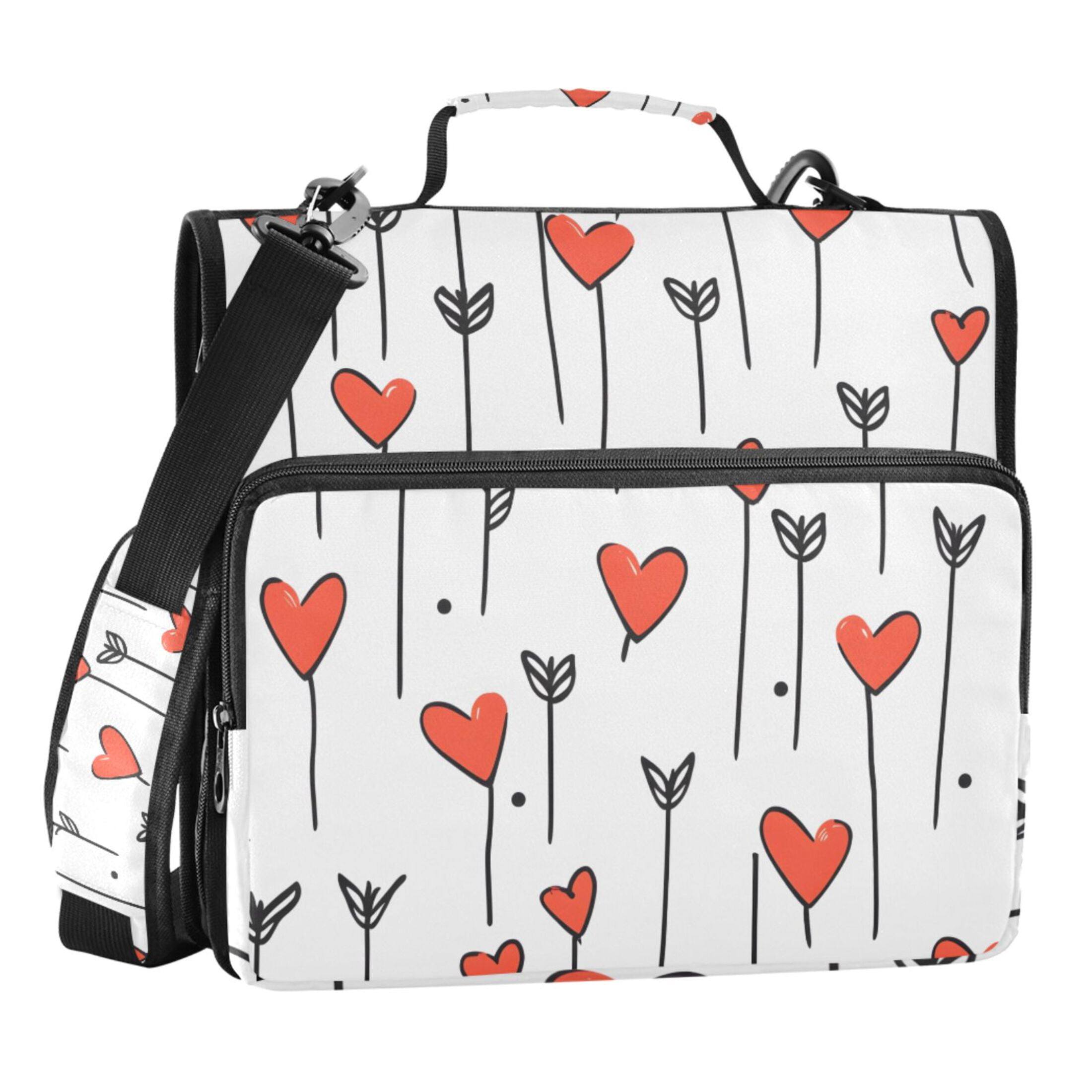 ALAZA Zipper Binder Hearts Pattern 3 Ring Trapper Keeper File Folder ...