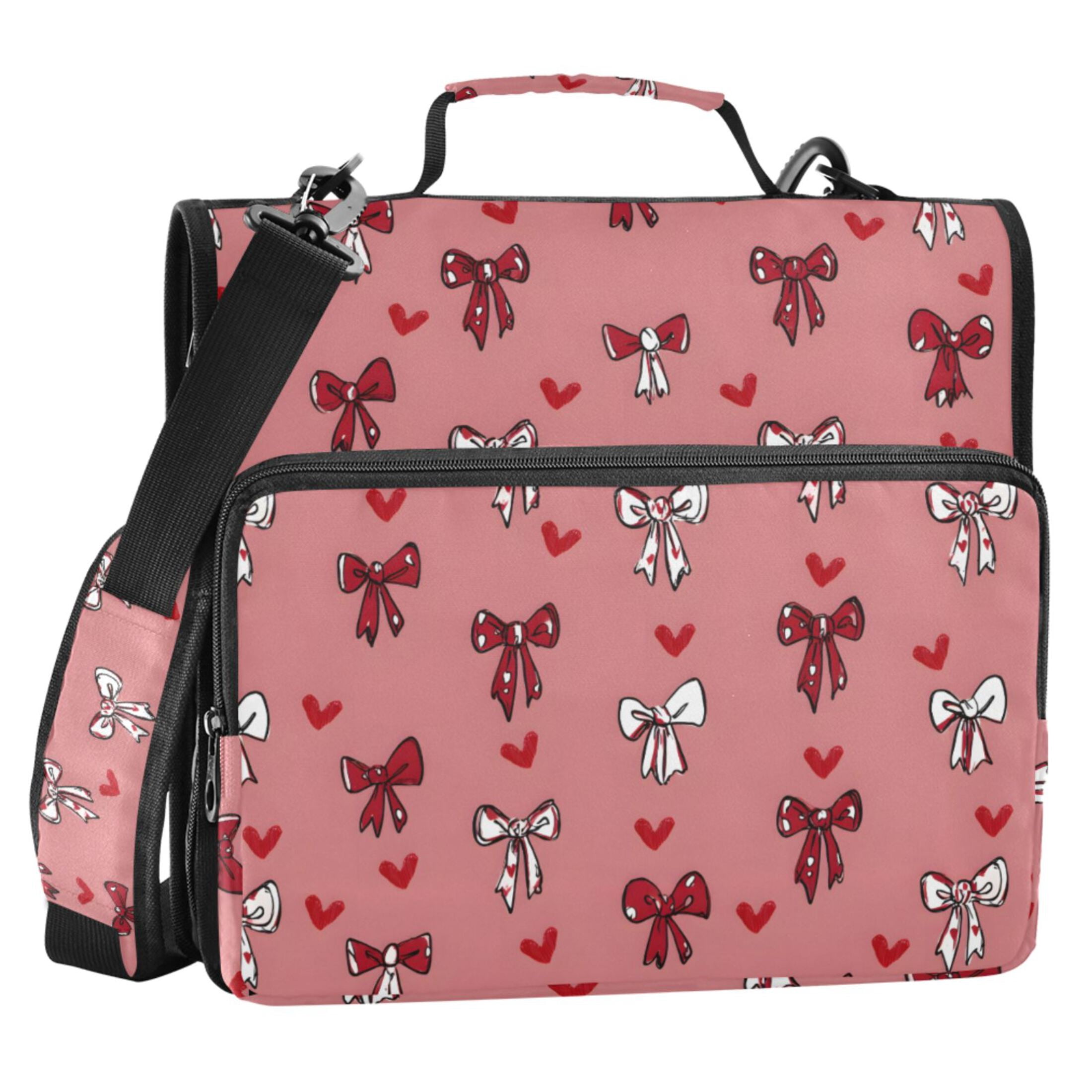 ALAZA Zipper Binder Hearts and Bows 2 in 3 Ring Trapper Keeper 500 ...