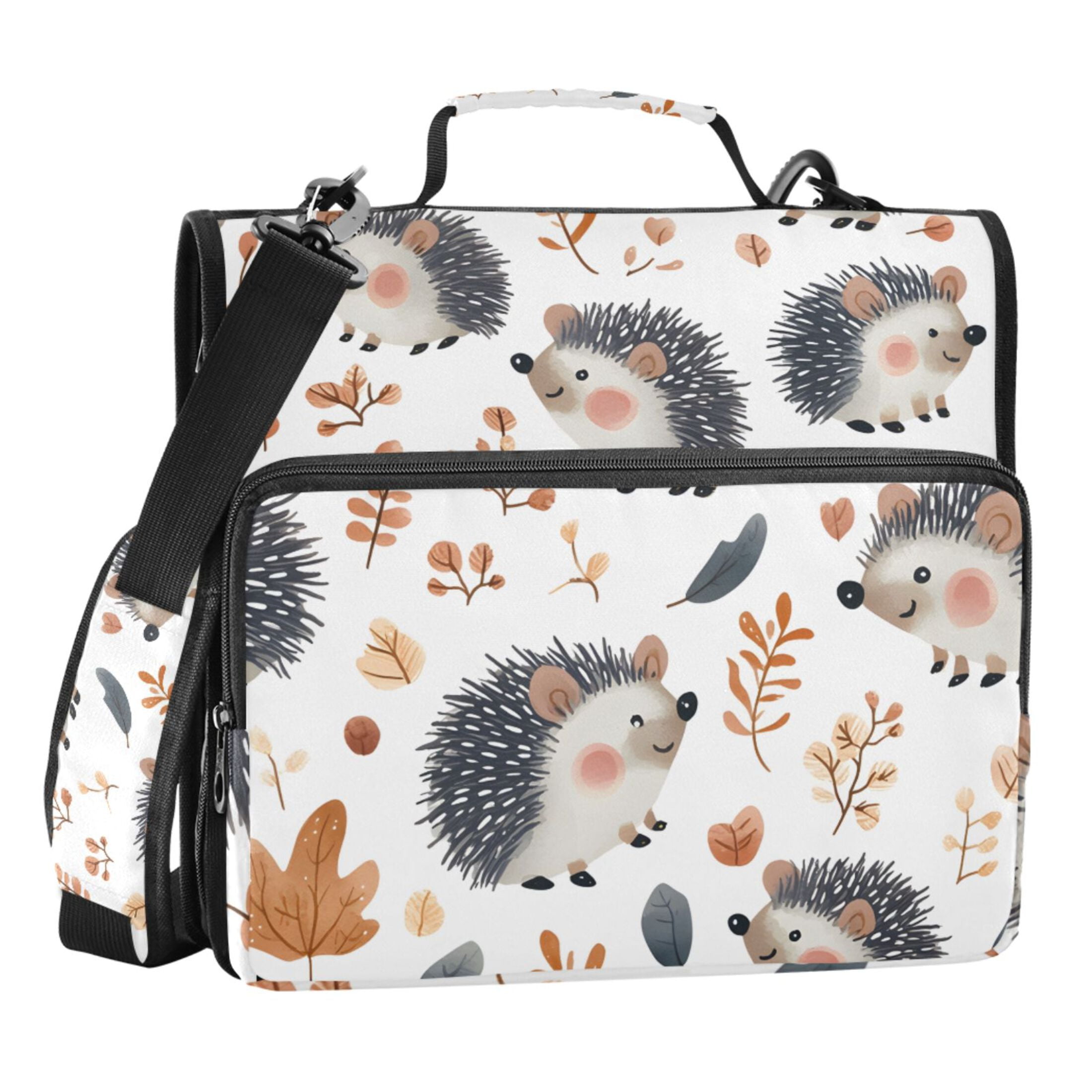 ALAZA Zipper Binder Hedgehog Autumn Leave 3 Ring Trapper Keeper File ...