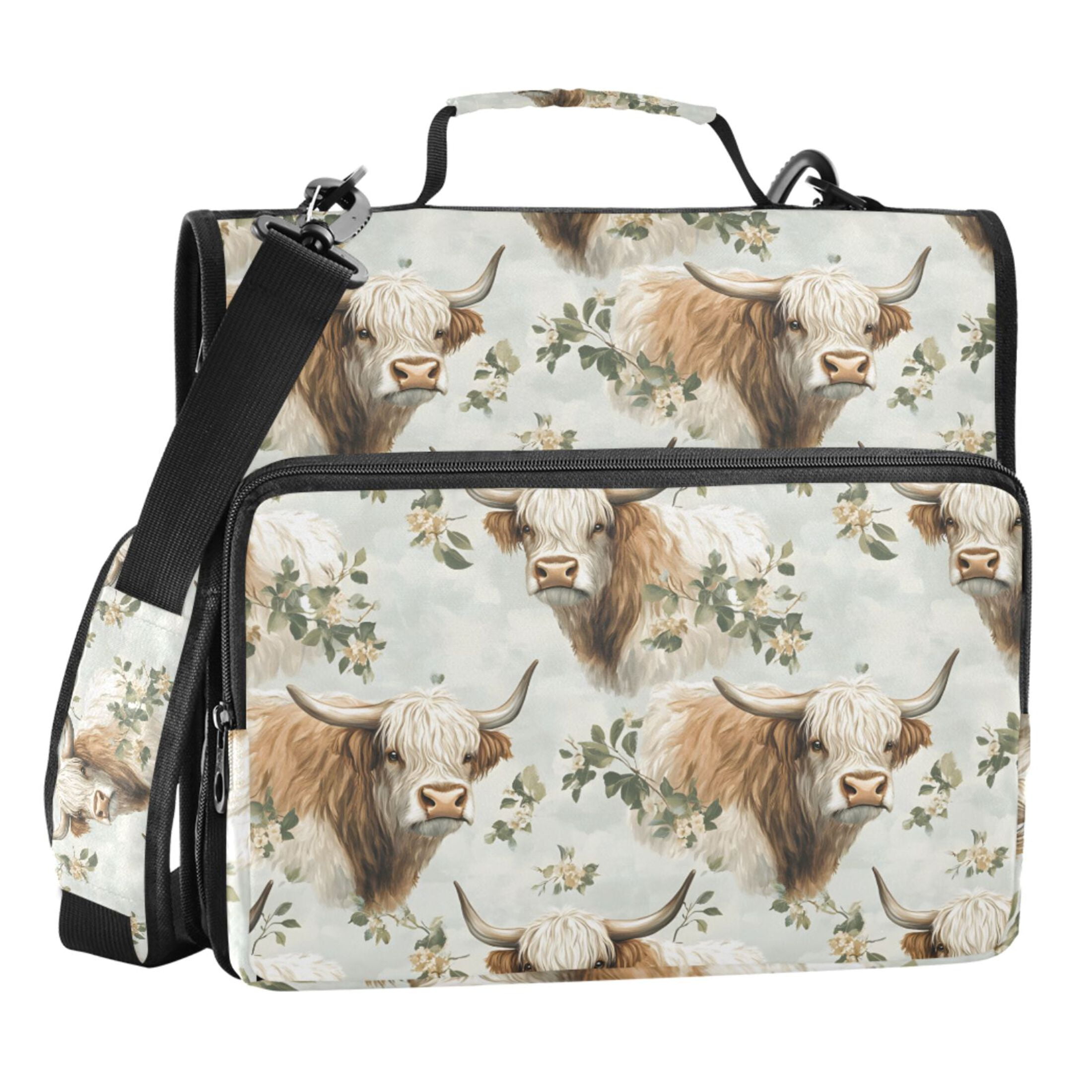 ALAZA Zipper Binder Highland Cattle 3 Ring Trapper Keeper File Folder ...