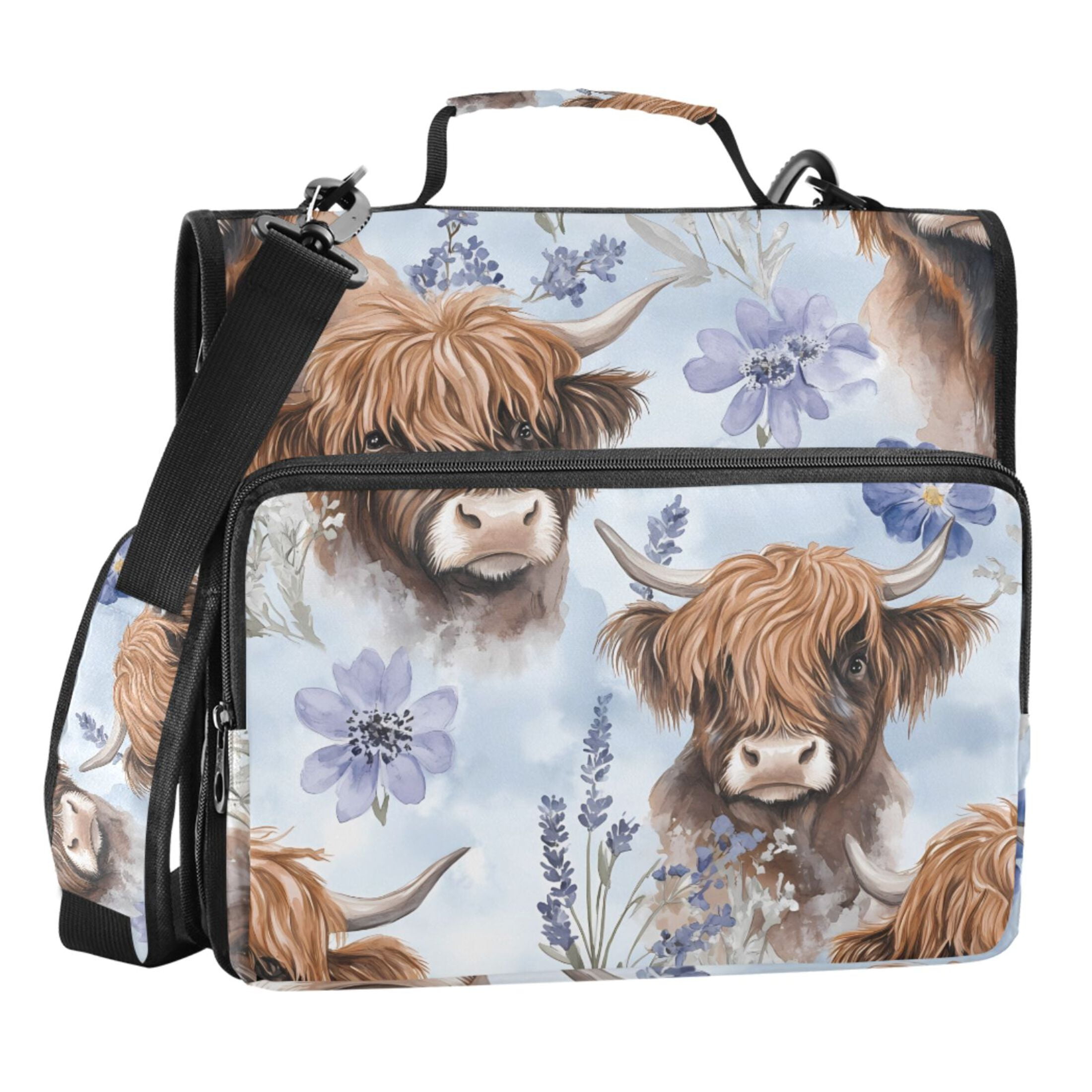 ALAZA Zipper Binder Highland Cattle Flower-w6 3 Ring Trapper Keeper ...