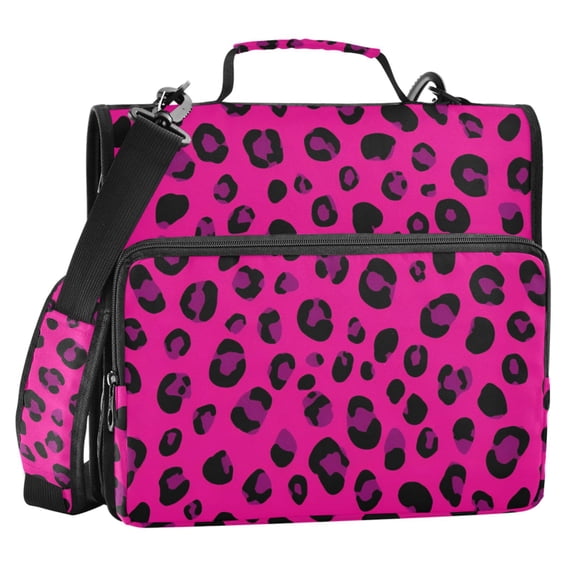 ALAZA Zipper Binder Leopard Pink 2 in 3 Ring Trapper Keeper 500 Sheet ...