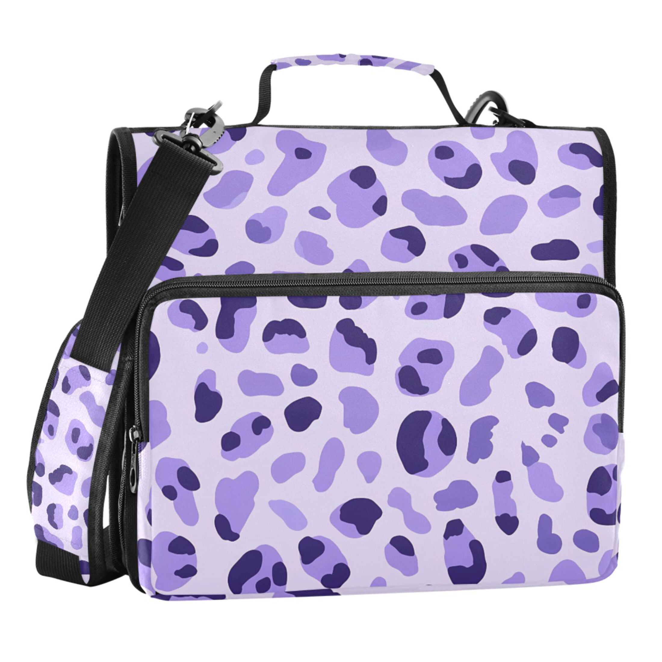 ALAZA Zipper Binder Leopard Purple-a1 3 Ring Trapper Keeper File Folder ...