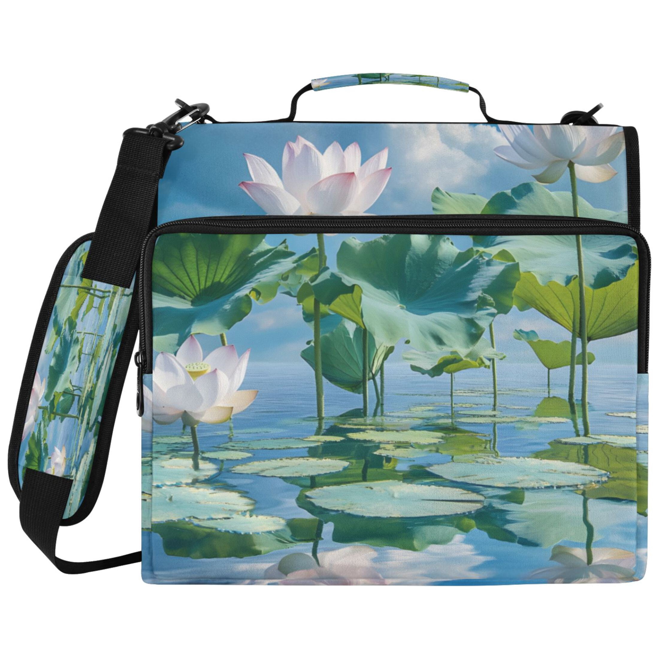 ALAZA Zipper Binder Lotus Leaves Blue Sky Pattern 2 inch 3 Ring 500 ...