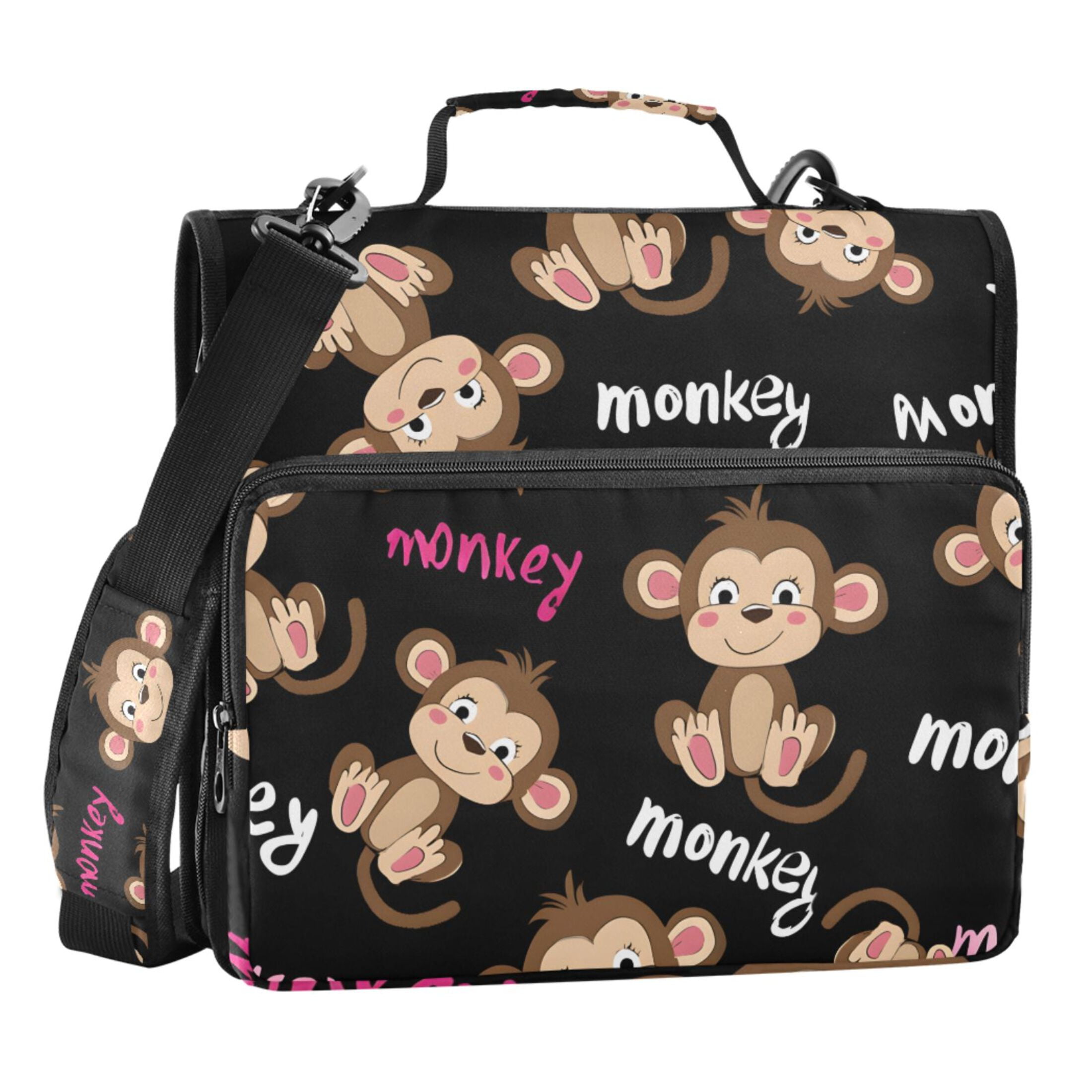 ALAZA Zipper Binder Monkey Cute 3 Ring Trapper Keeper File Folder ...
