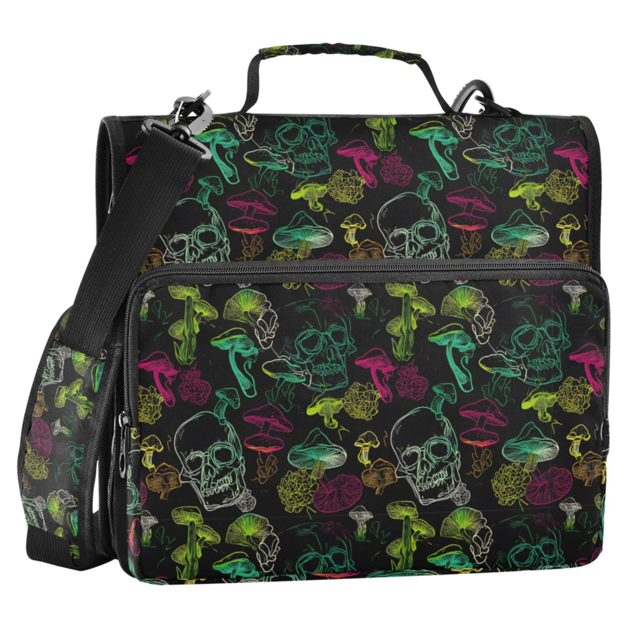 ALAZA Zipper Binder Neon Skull Mushrooms 2 in 3 Ring Trapper Keeper 500 ...