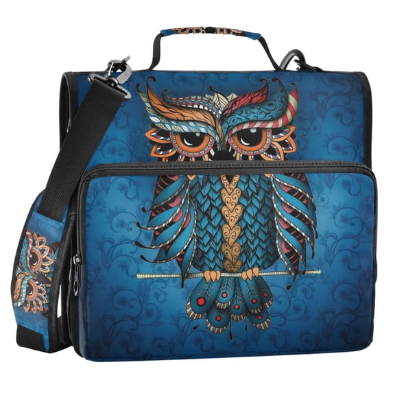 ALAZA Zipper Binder Owl Print Boho Ethnic 2 in 3 Ring Trapper Keeper ...