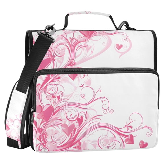 ALAZA Zipper Binder Pink Hearts Swirls 2 in 3 Ring Trapper Keeper 500 ...